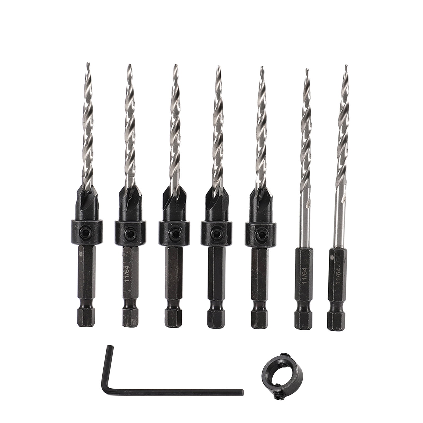 Pompotops 9PC Wood Countersink Drill Bit Set Taper Drill Hexagonal ...