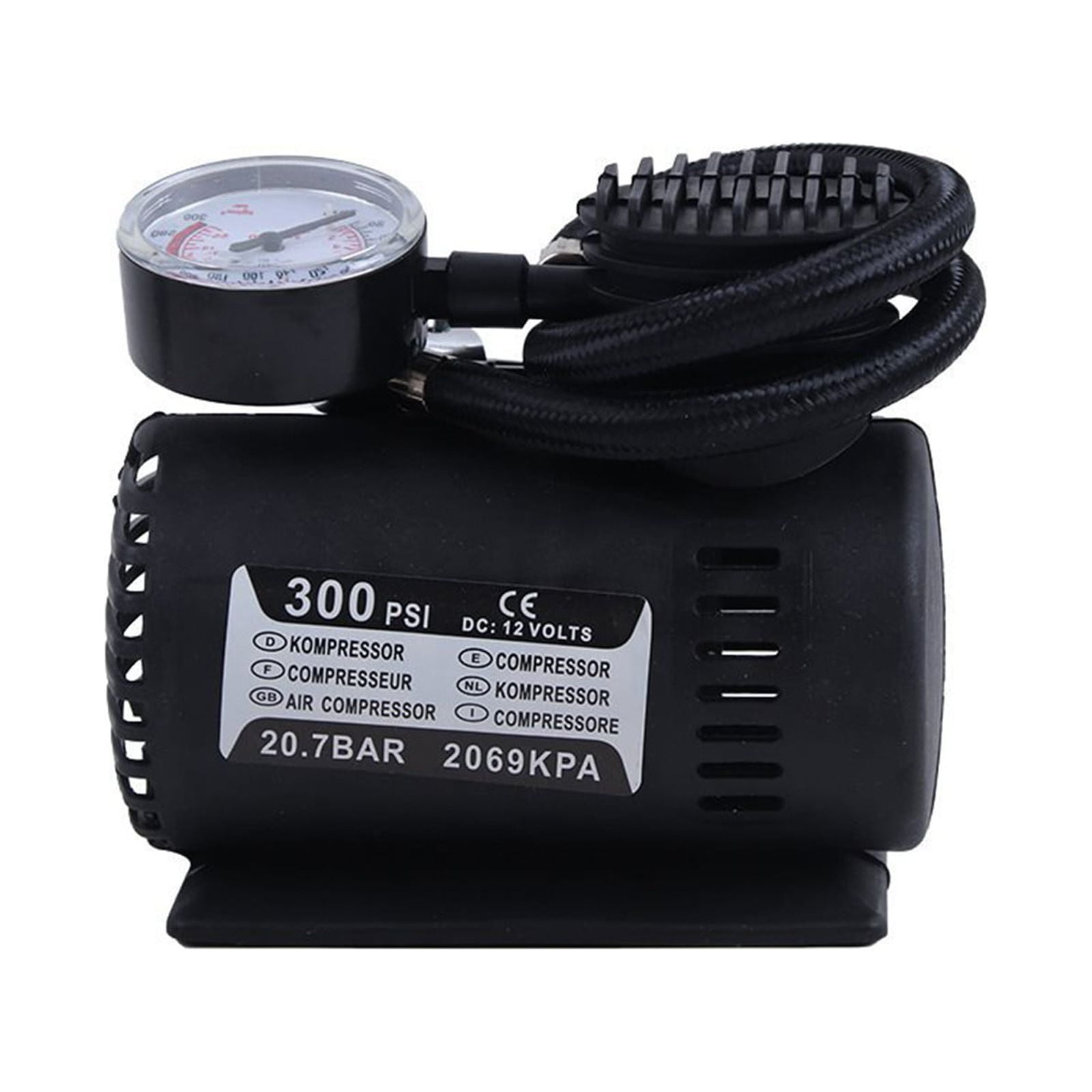 Pompotops Black 12V Portable Compressor Tire Inflator With Mechanical ...