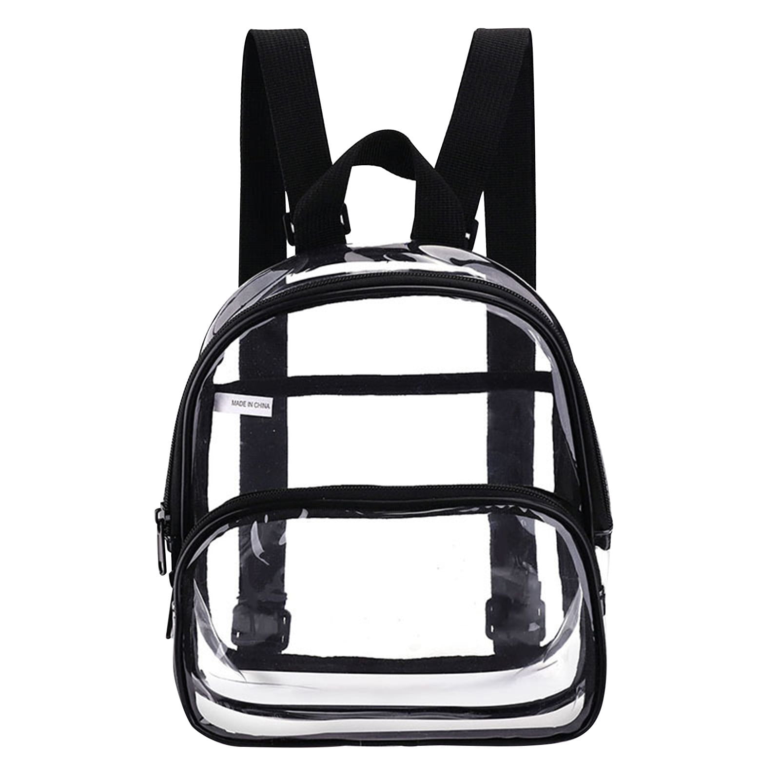 Pompotops Black Clear Backpack Heavy Duty Clear Bookbag Transparent ...