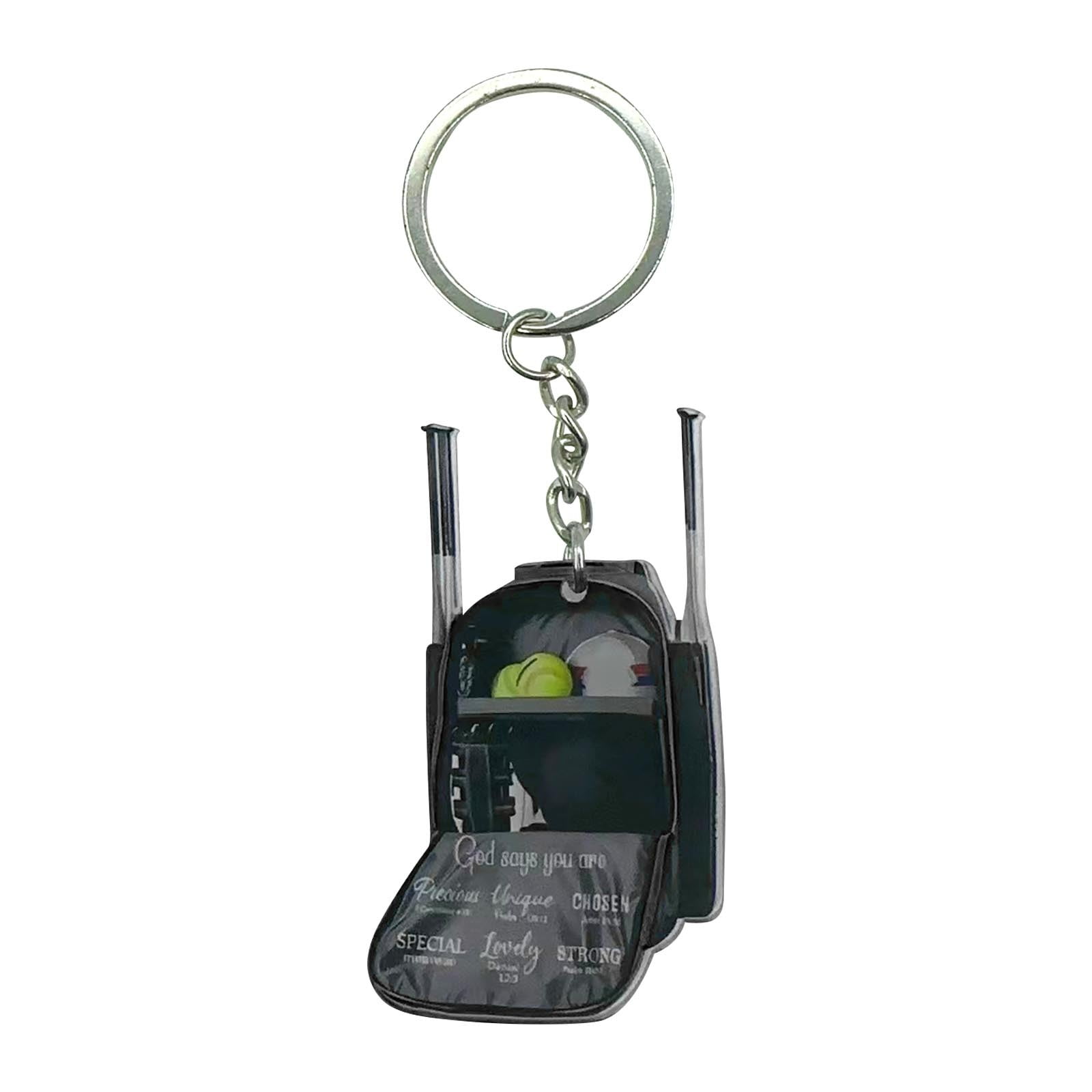 Pompotops Black New Mini Baseball Backpack Acrylic Keychain Pendant ...