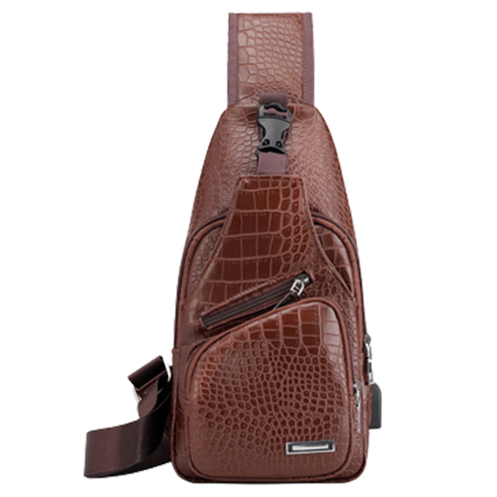 Pompotops Brown Sling Bag For Men Women, Leather Sling Bag, Shoulder ...