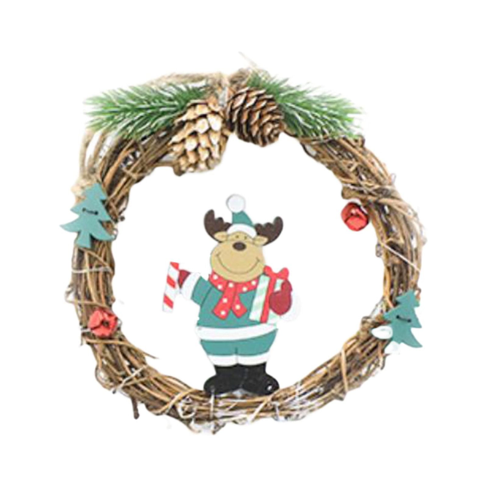 Pompotops Christmas Hoop Wreath with Light, Santa Santa Elk Snowman ...
