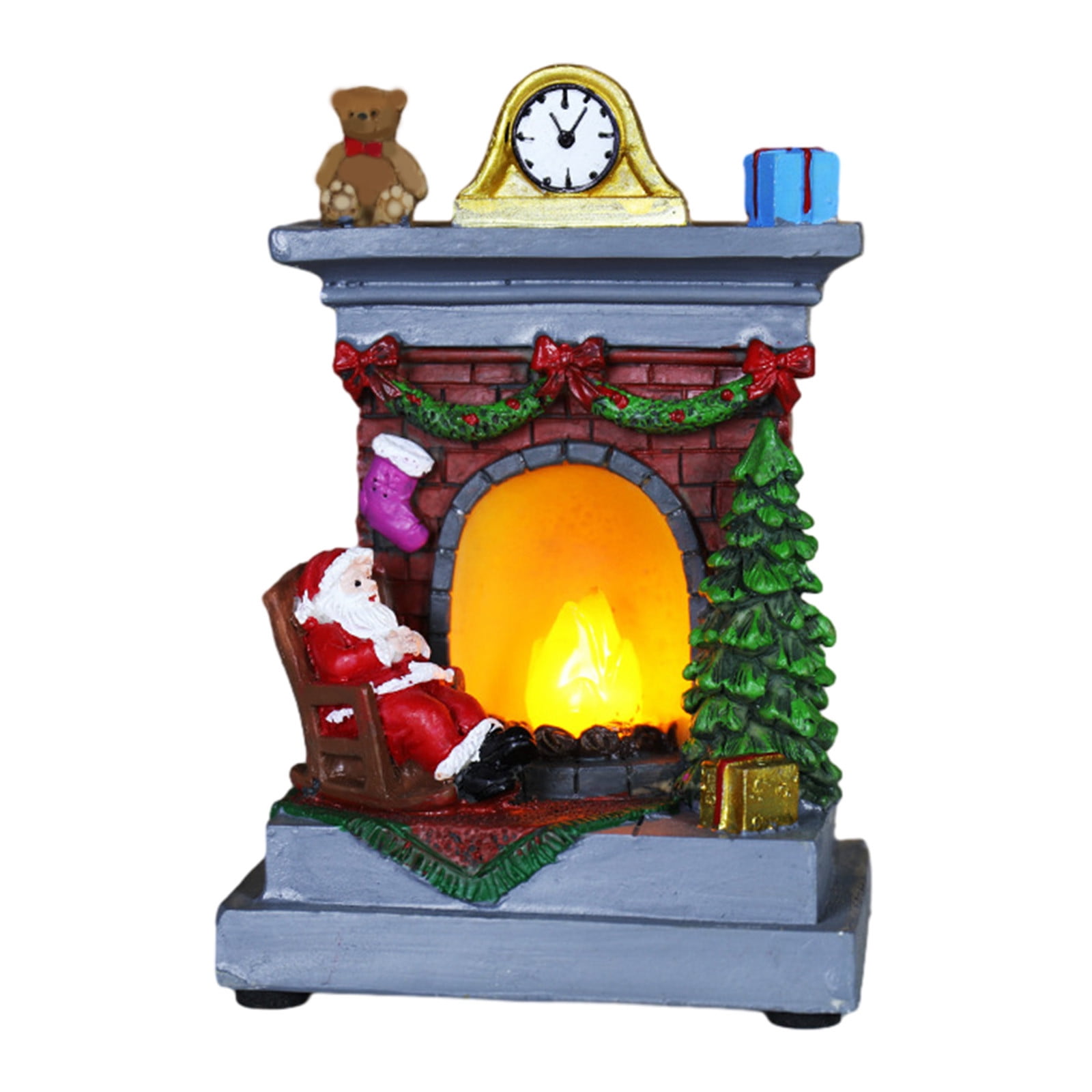 Pompotops Christmas Resin Lighted Up Fireplace, Indoor Luminous ...