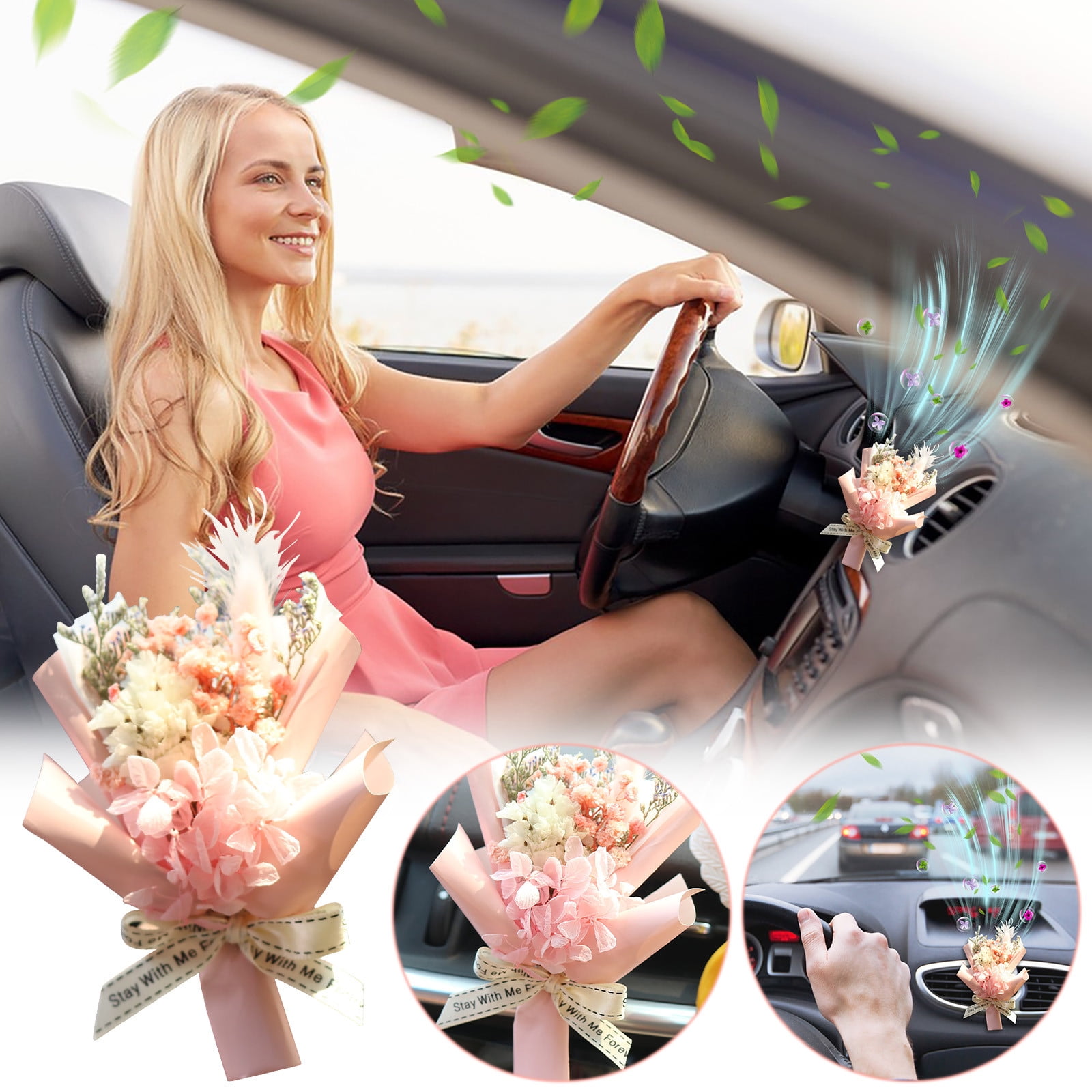 Pompotops Clearance Sales Car Outlet Clip Mini Dried Flower Bouquet Car ...