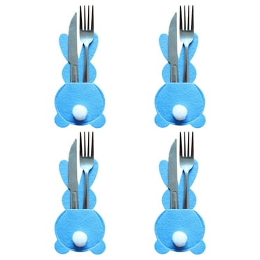 SDJMa 4 Pack Easter Bunny Utensil Cutlery Holders, Rabbit Shaped ...