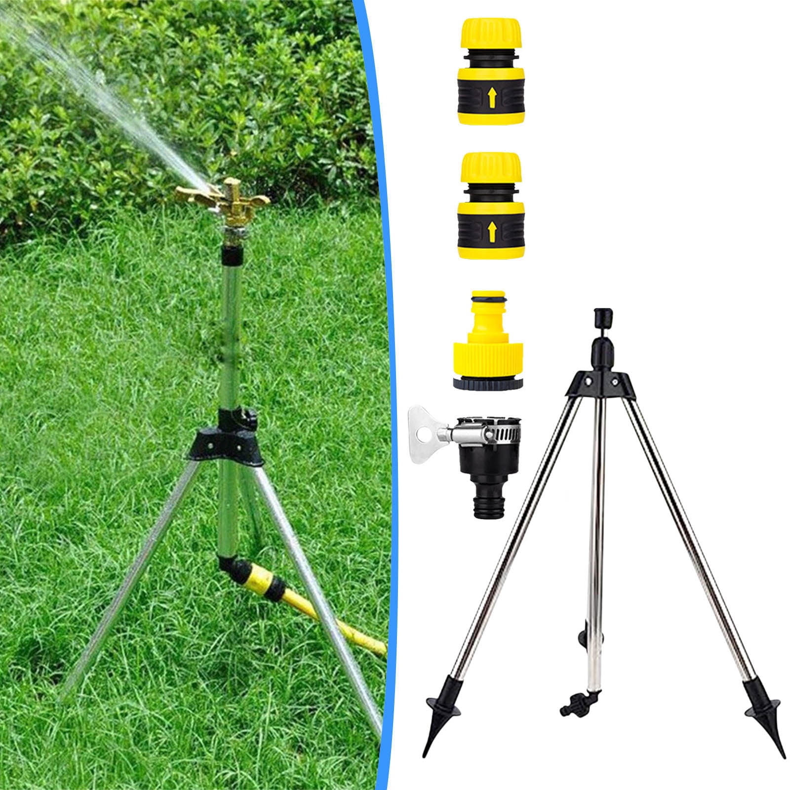Pompotops Garden Sprinkler, Rotating Tripod Sprinkler, Stainless Steel ...