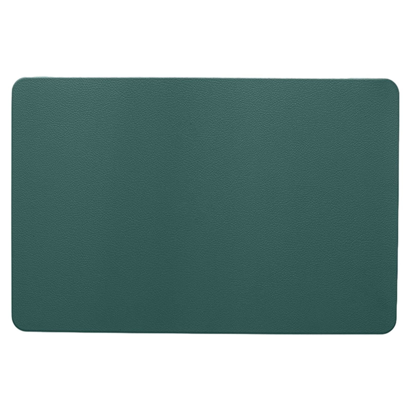 Pompotops Green Wipeable Rectangular Leather Placemat Solid Colour Faux ...