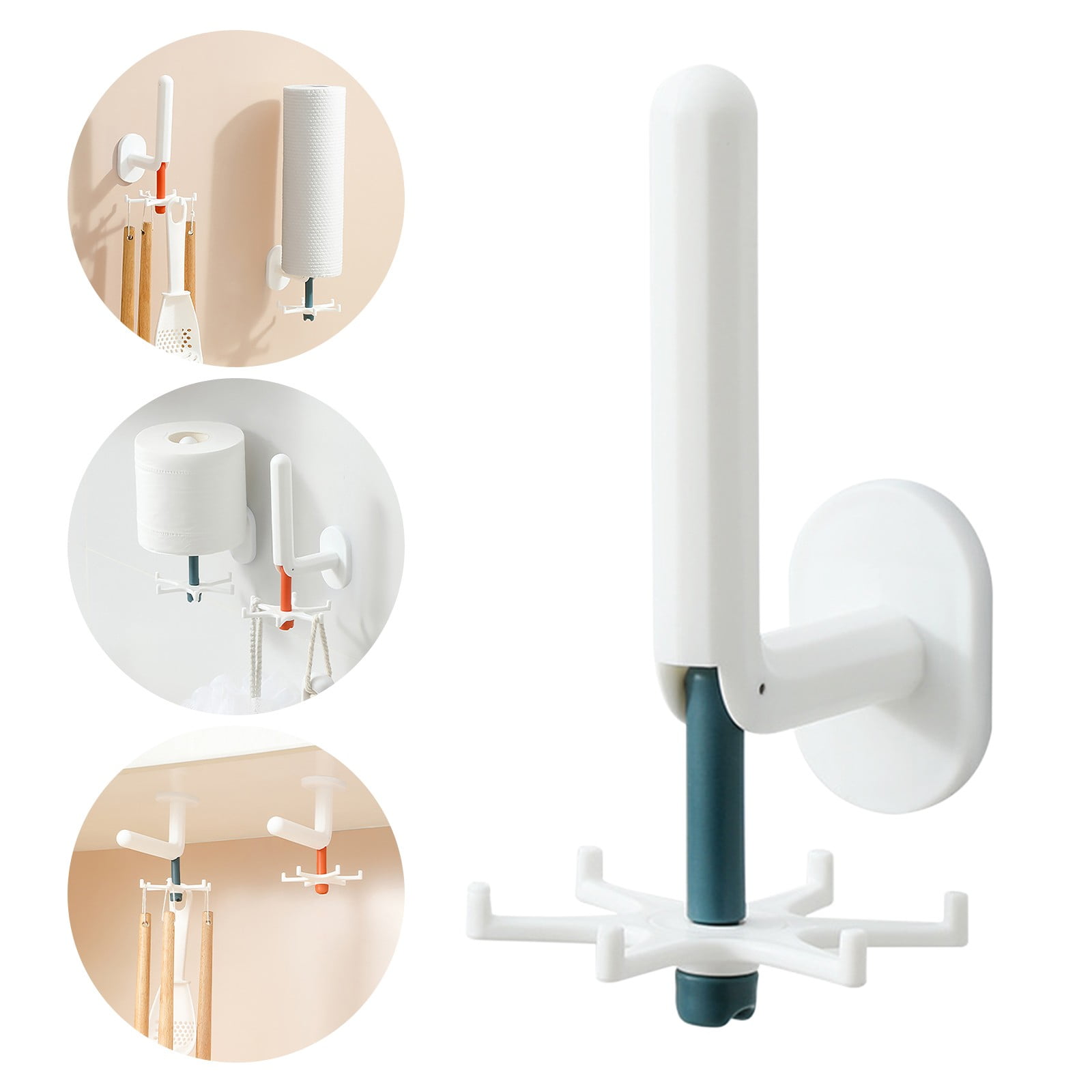 Pompotops Home Multi-functional Kitchen Rotating Hook On The Wall Six ...