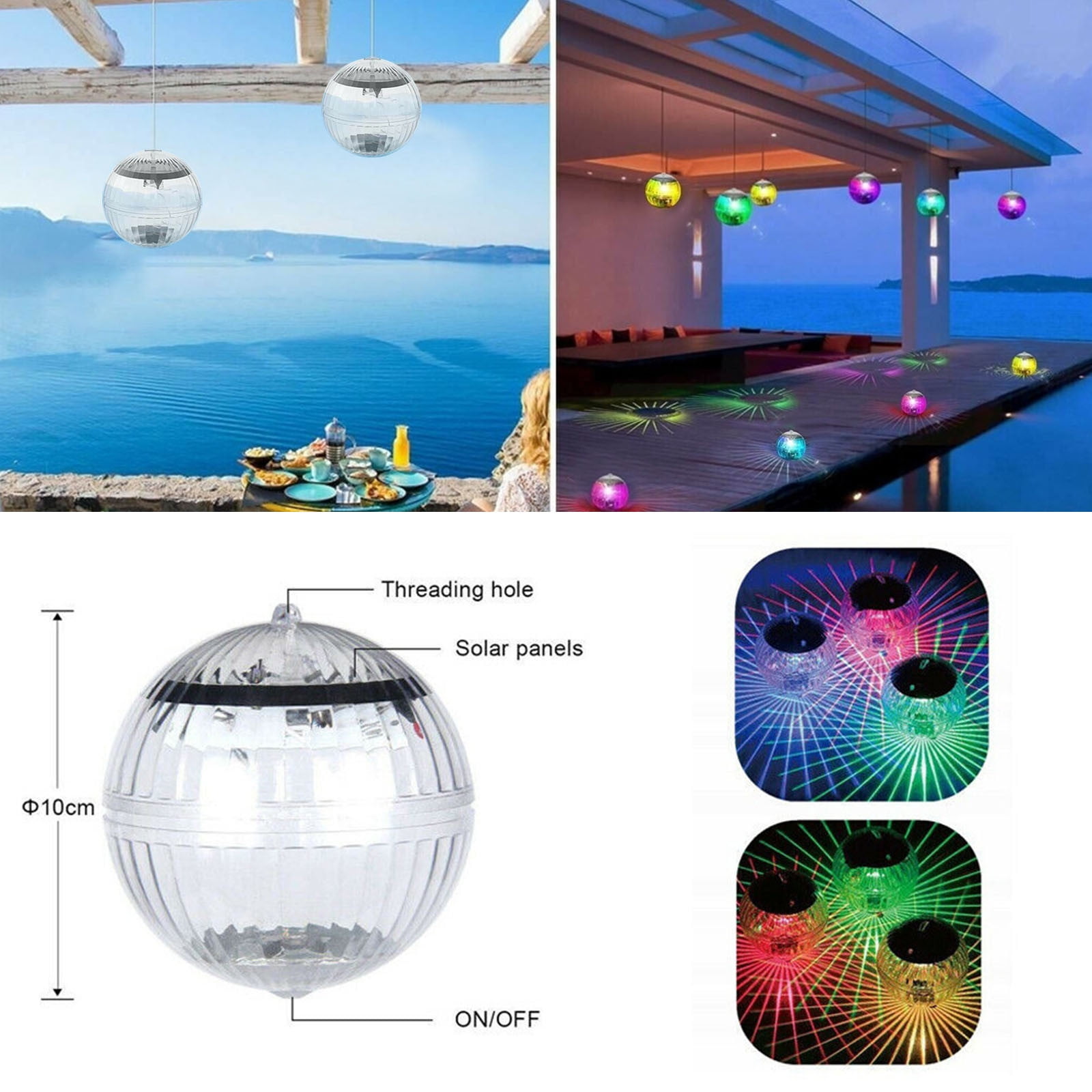Pompotops Outdoor Solar Pond Floating Ball Lights Lamp Villa Garden ...