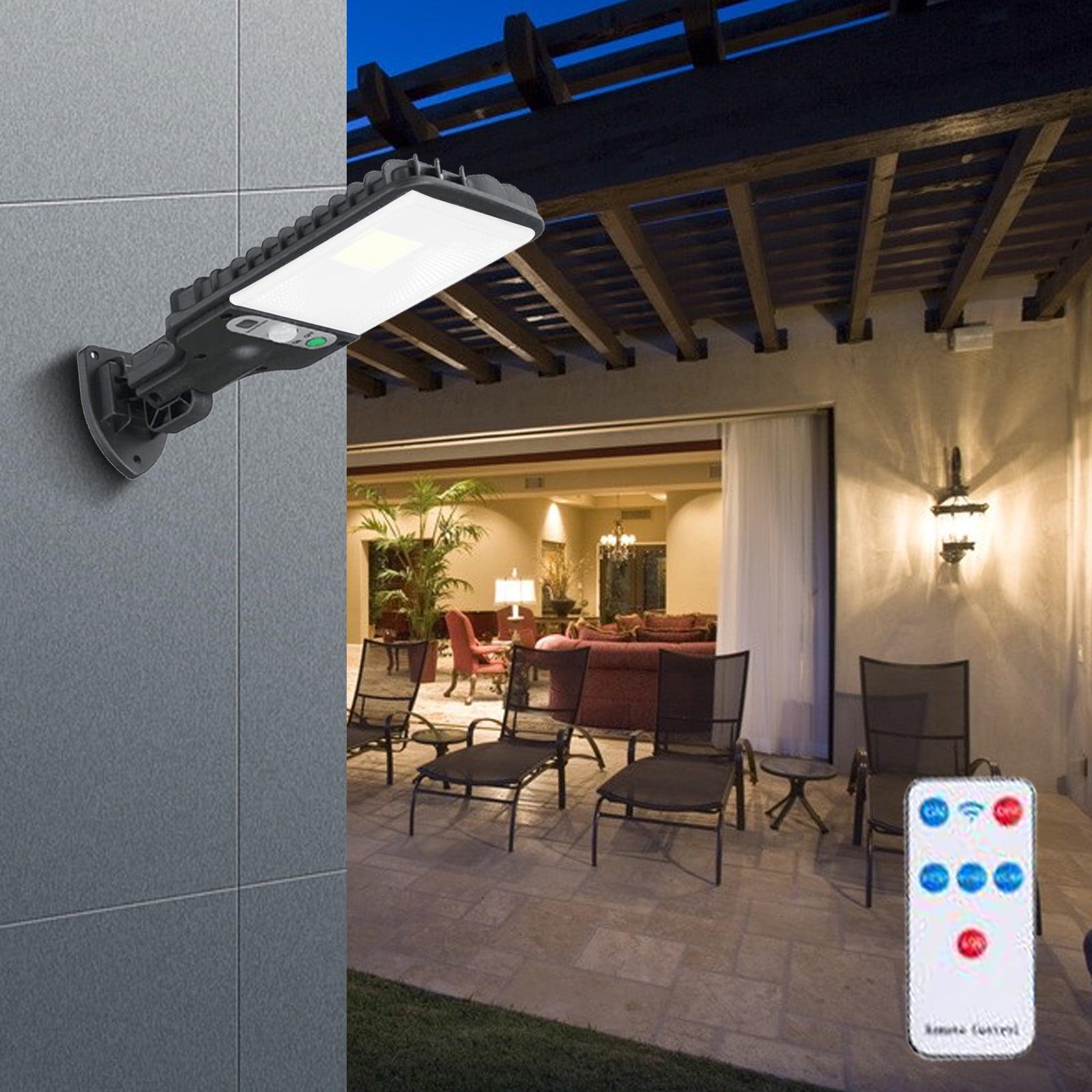 Pompotops Outdoor Solar Street Light, IP65, Dusk To Da-wn With Motion ...