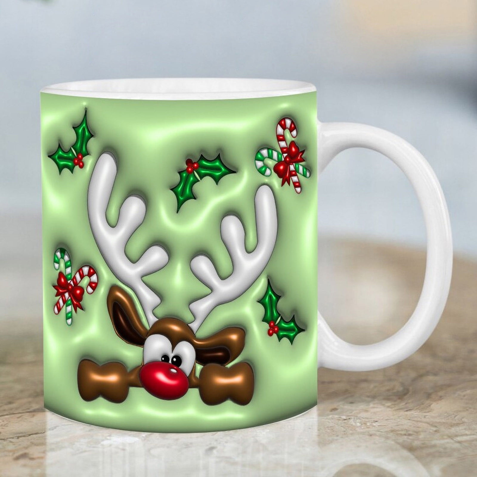Pompotops Personalized Creative 3D Christmas Mug Inflated Snowman Mug ...