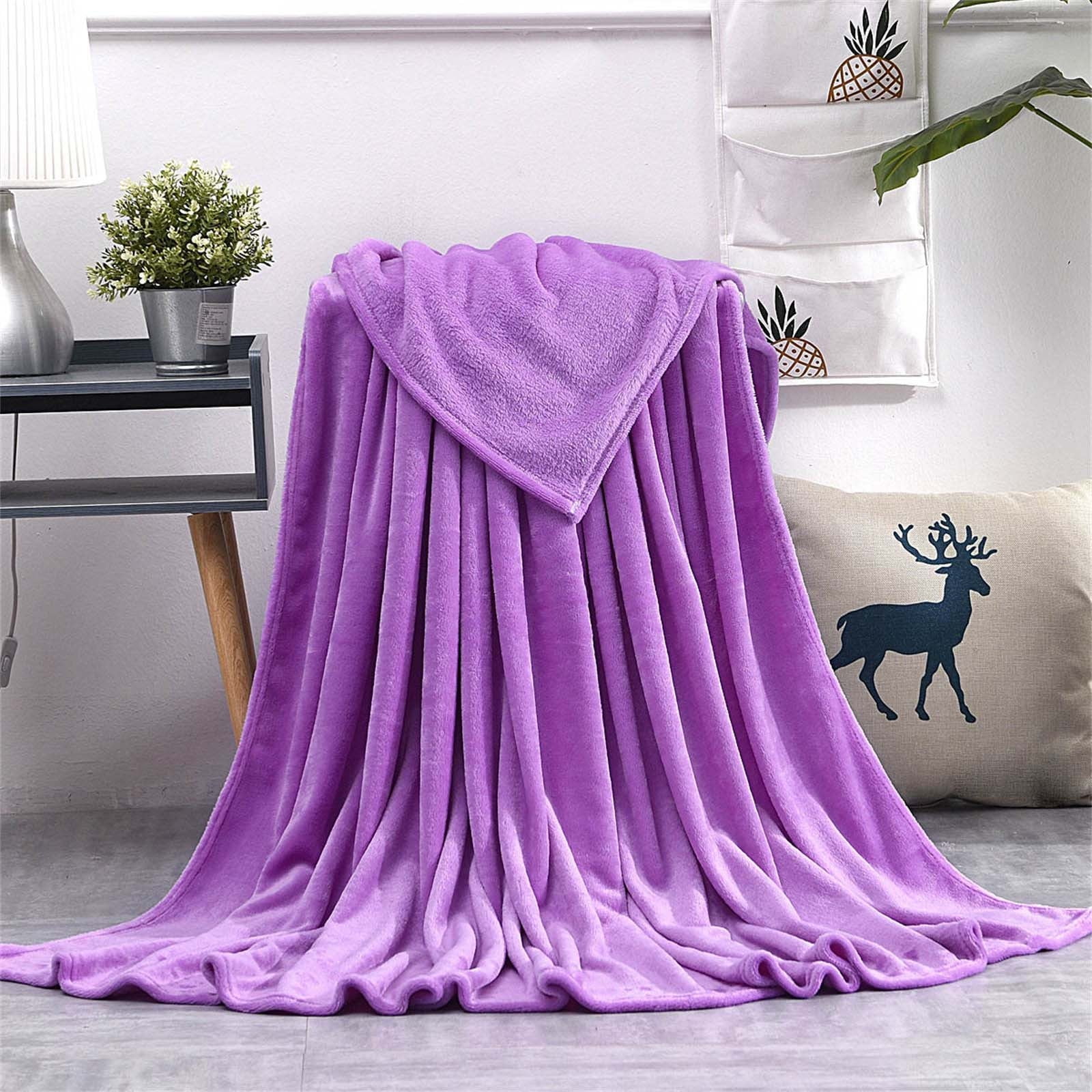 Pompotops Purple Throw Blanket, Super Soft Warm Solid Warm Micro Plush ...