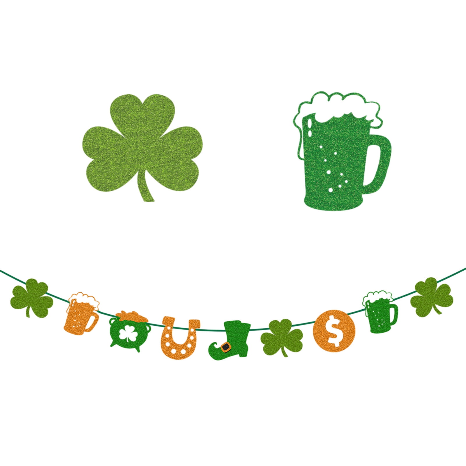 Vikakiooze Shamrock Clover Garland Banner, St Patricks Day Door Banner ...