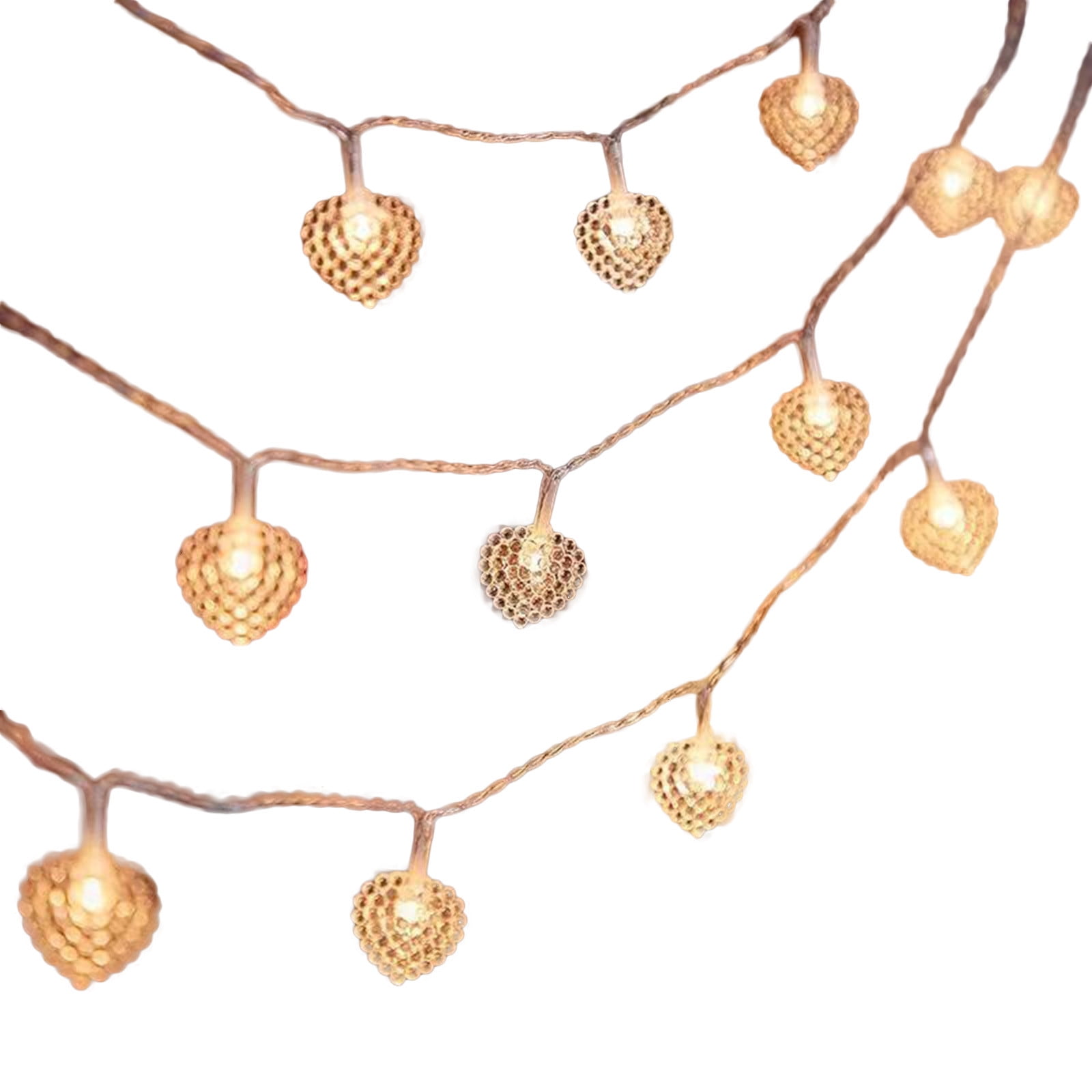 Vikakiooze White Led Beaded Heart Lights String Valentine'S Day ...