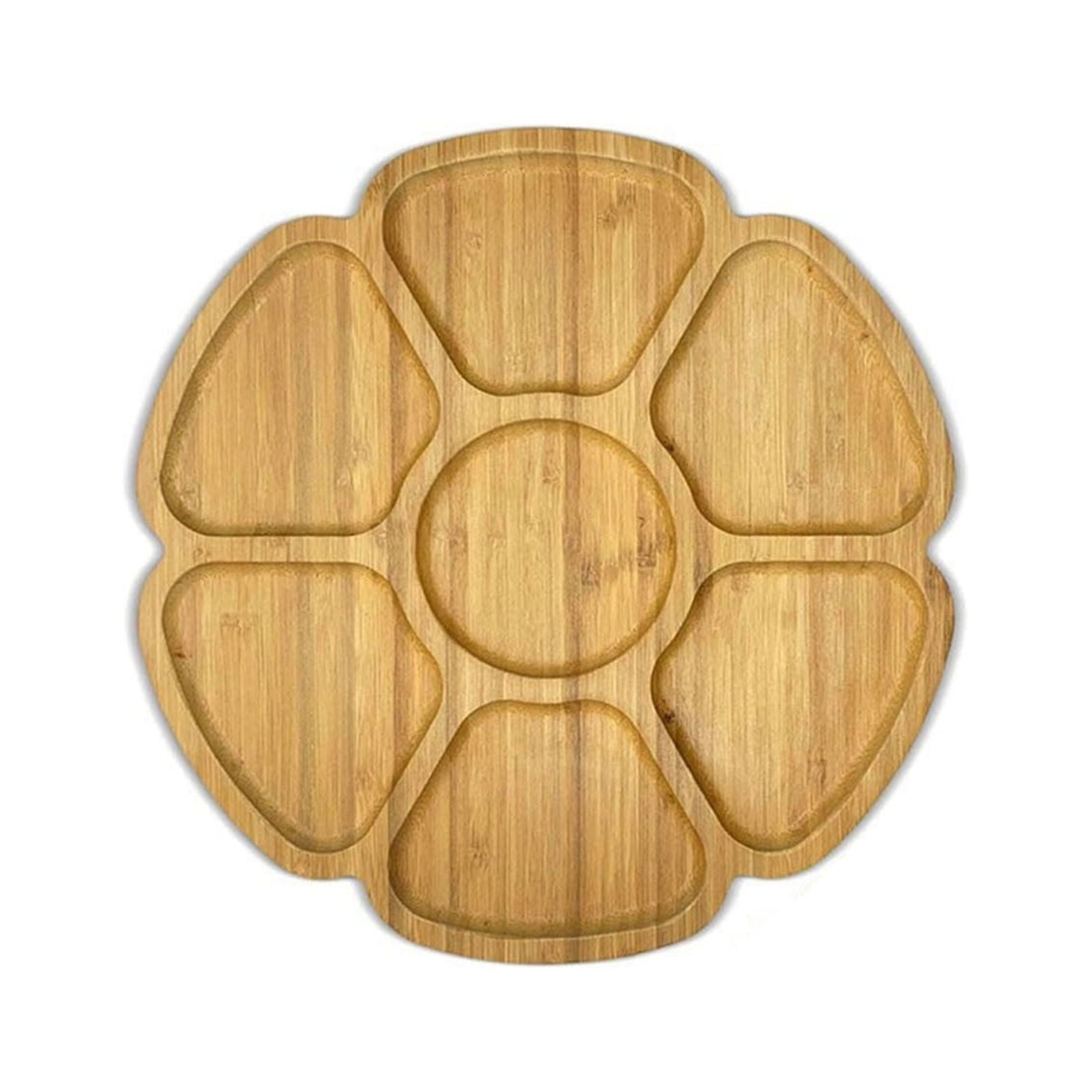 Vikakiooze Wooden Divided Serving Dish, Wooden Flower Shaped Tray Fruit ...