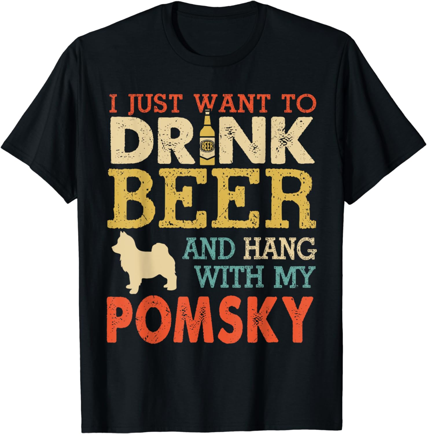 Pomsky Dad Drink Beer Hang With Dog Funny Men Vintage T-Shirt - Walmart.com