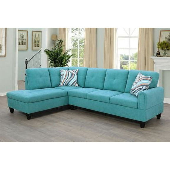 AENKYO 108" Chenille L-Shaped Sectional Sofa Set with 6 Pillows, Free ...