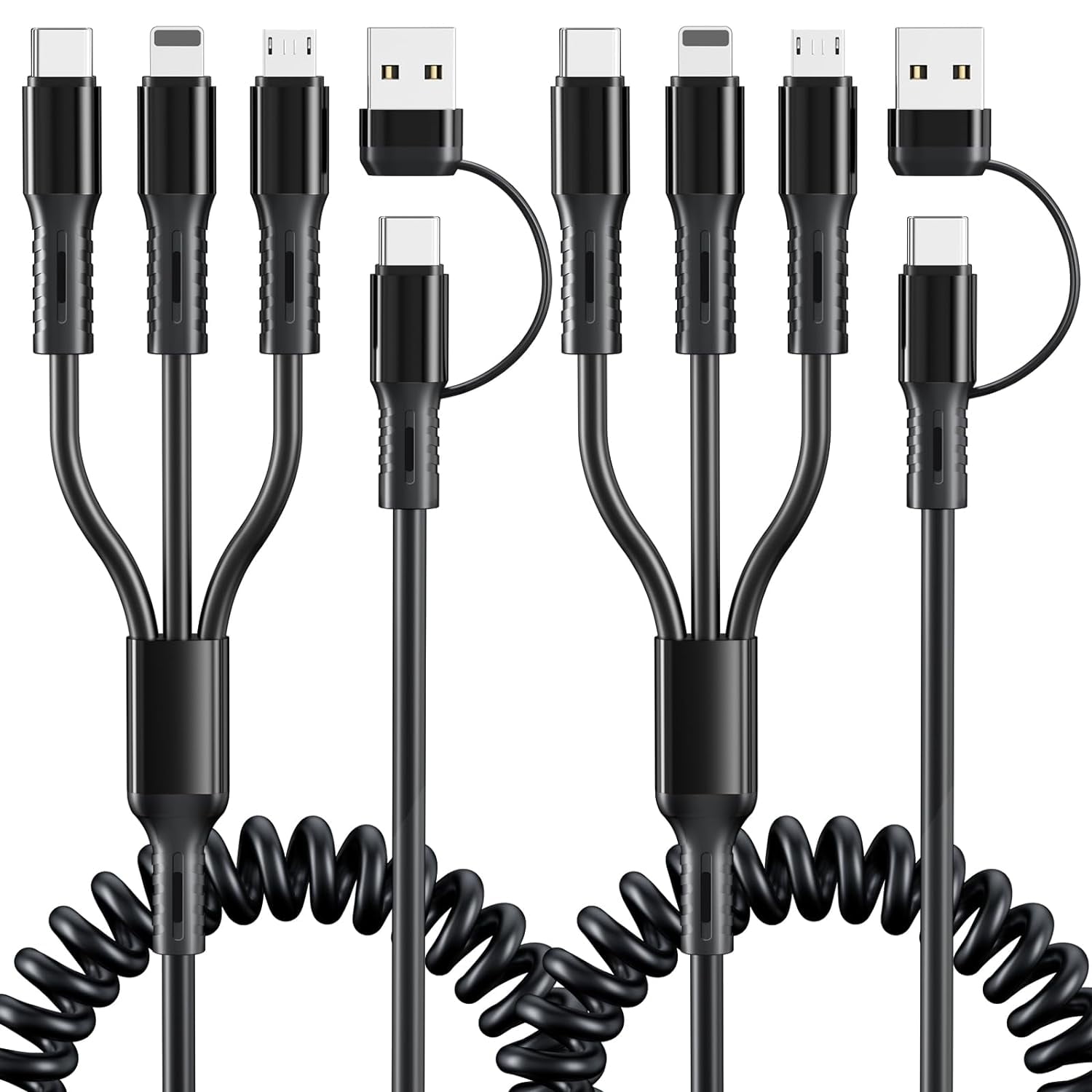 PonJel Multi Charging Cable, 6 in 1 Coiled USB C Cable to Type-C/IP ...
