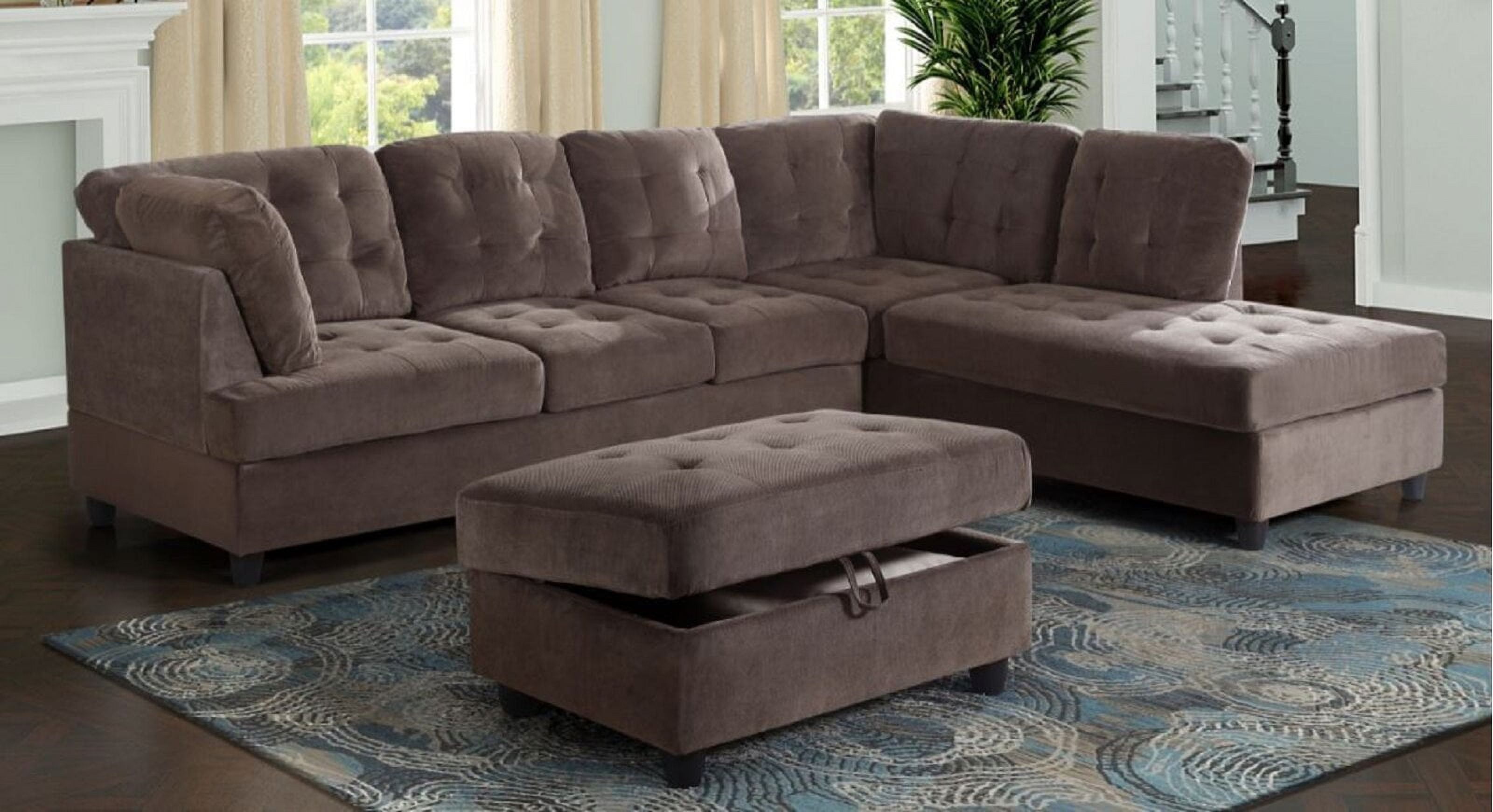 Pon Living Furniture Inc 112" Wide Corner Sectional Sofa with Ottoman ...