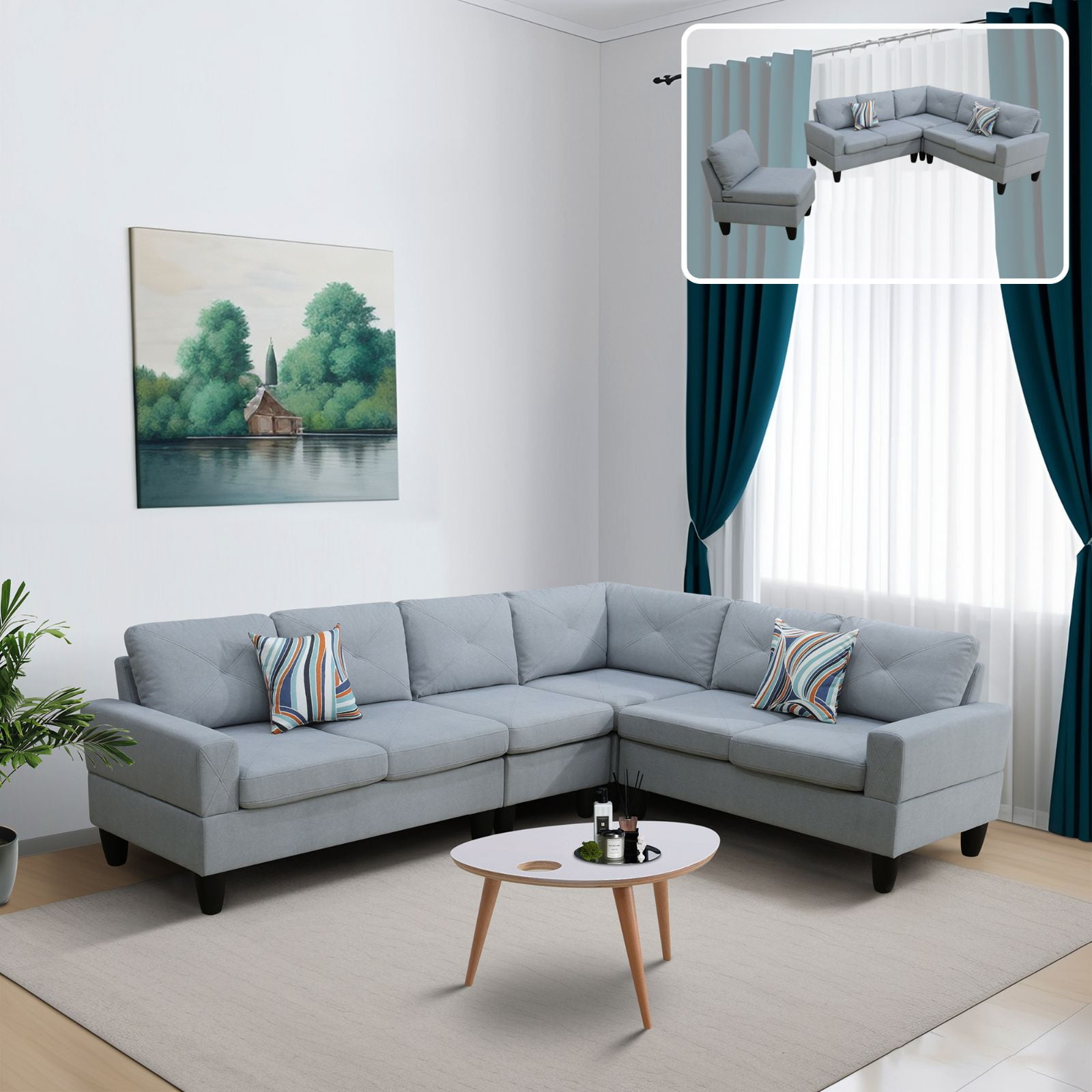PonLiving 95.5" Sectional Couch Corner Sectional Lounge Sofa Unique Own ...