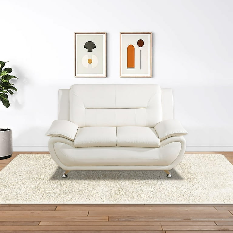 Off white leather loveseat store