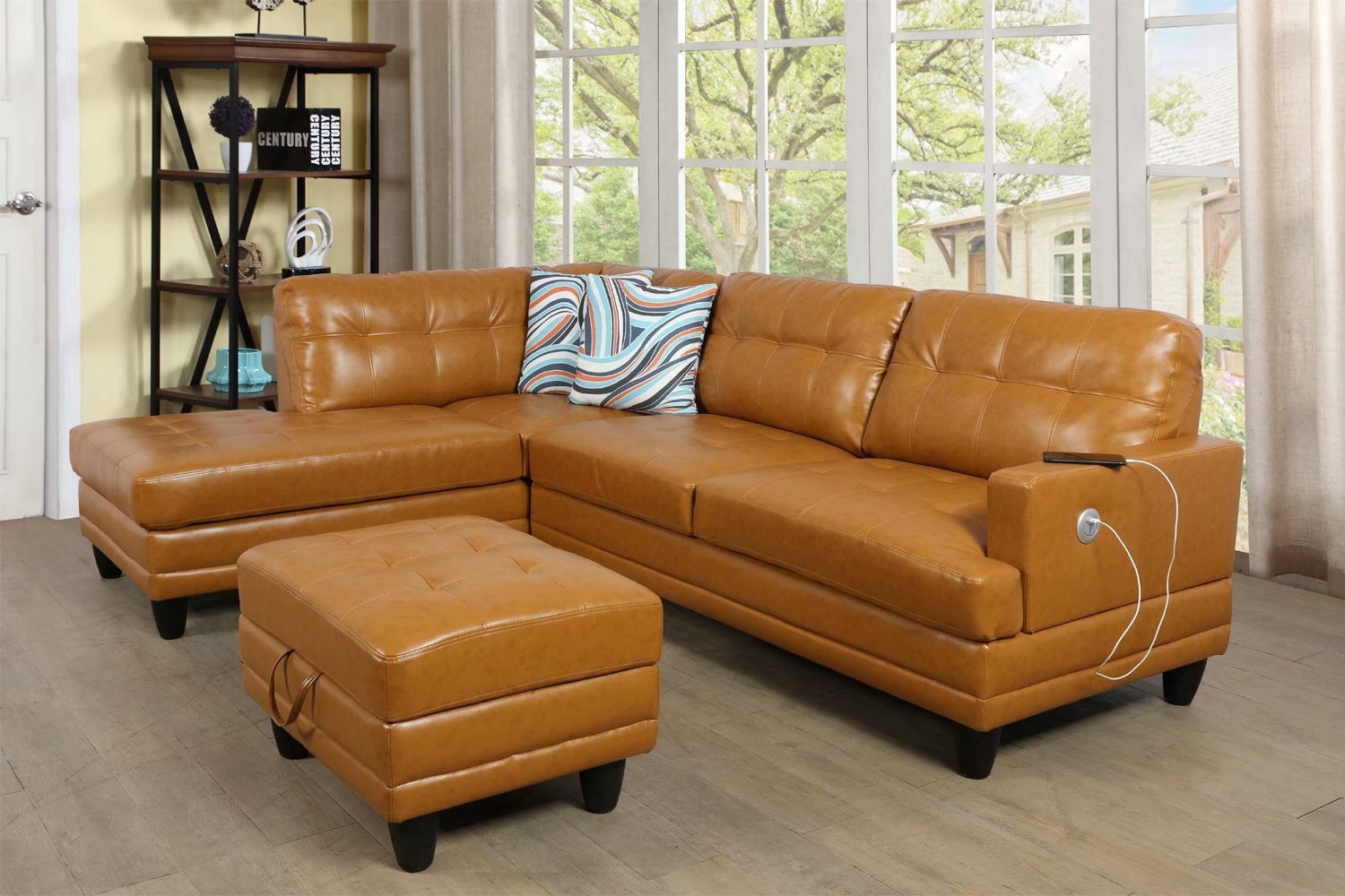 PonLiving Furniture 96" Wide Faux Leather Modular Corner Massage ...
