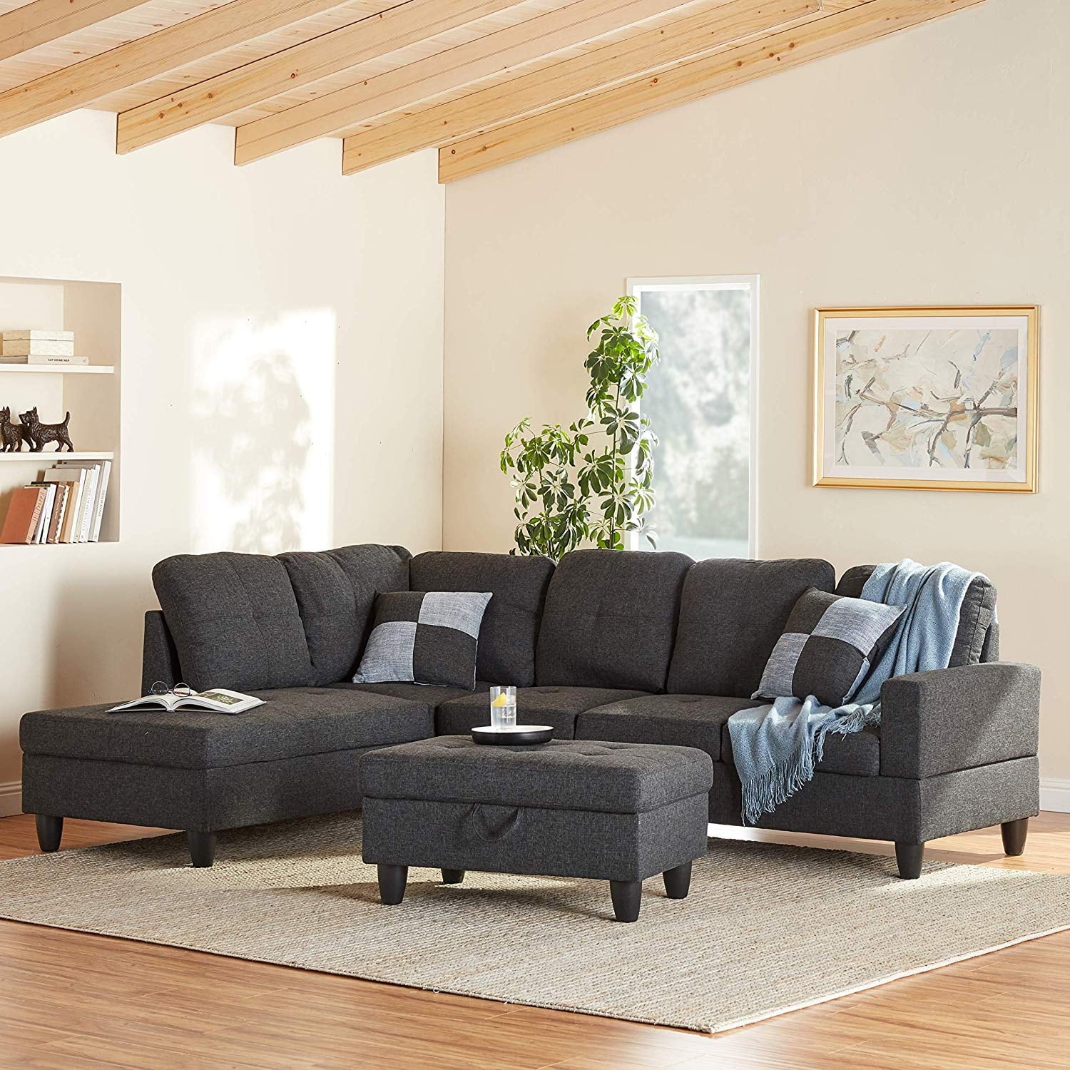 PonLiving Furniture Jaiden Left Hand Facing Sectional with Ottoman ...