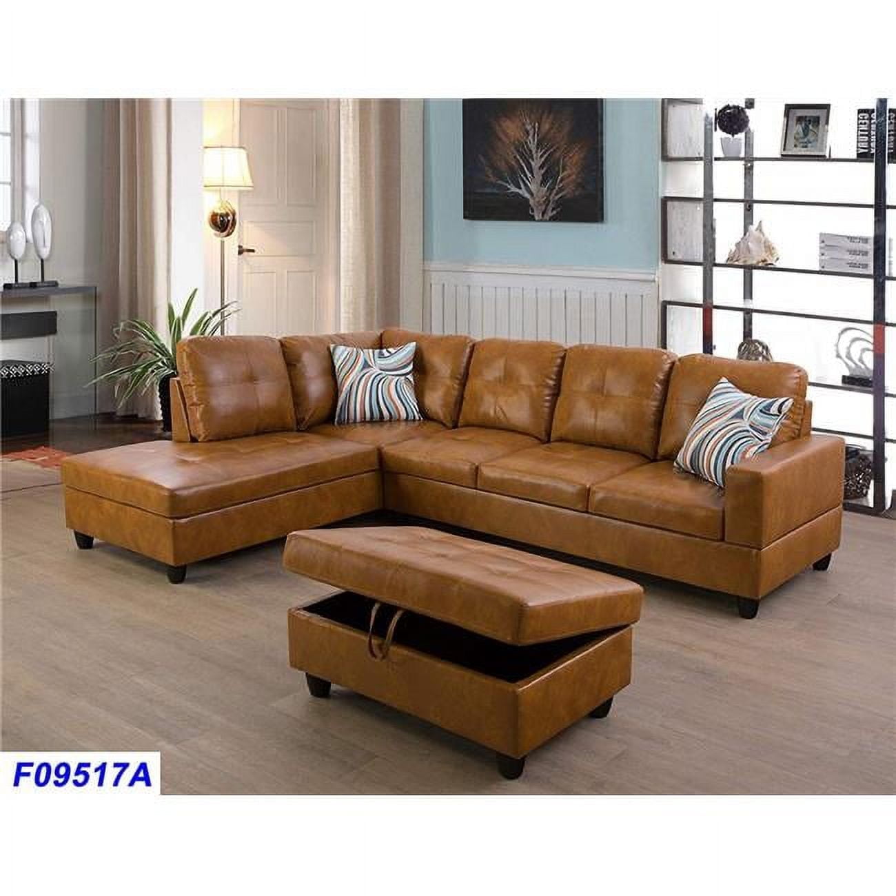 PonLiving Furniture LSF09517A 3 Piece Left Facing Sectional Sofa Set ...