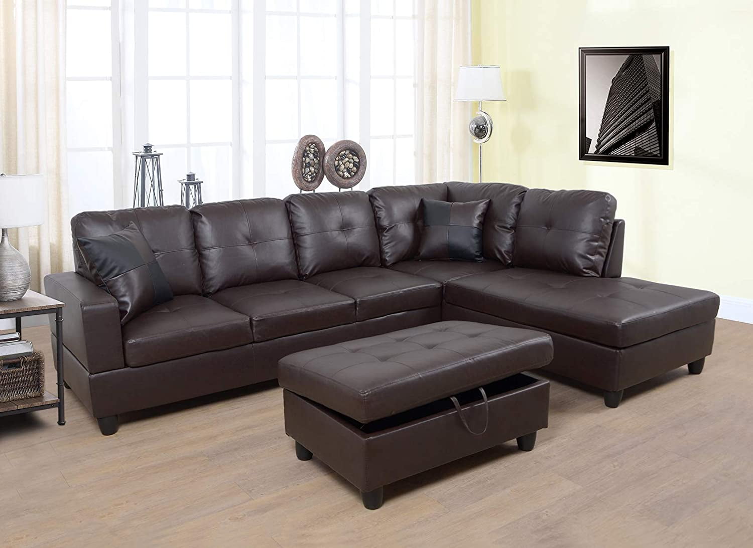 PonLiving Furniture Sectional Sofa Set, Living Room Sofa Set, Leather ...