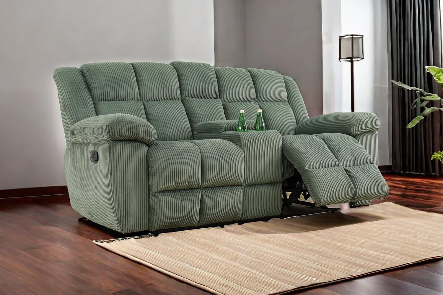 PonLiving Modern Corduroy Recliner Loveseat with Overstuffed Arms ...