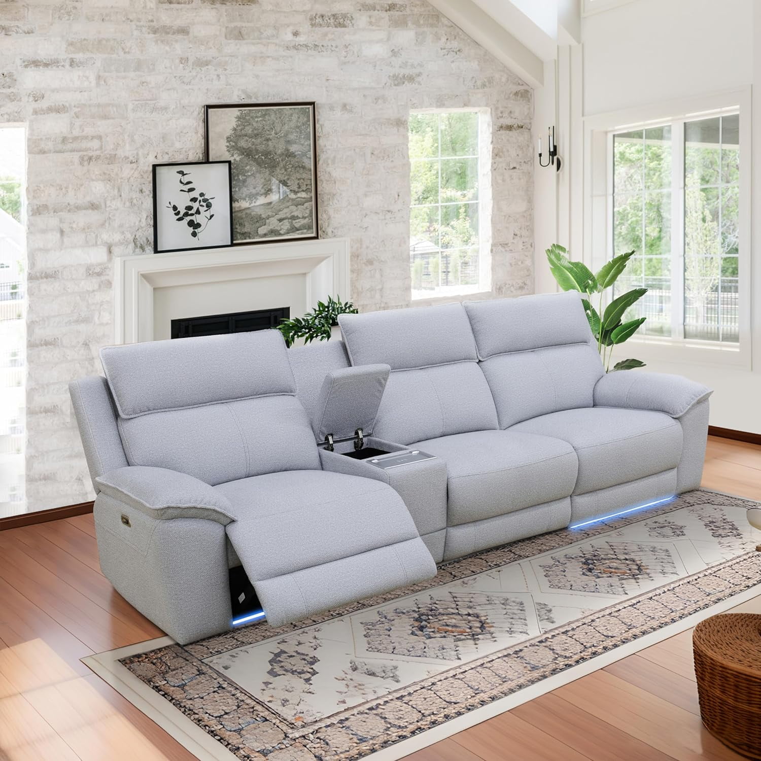 PonLiving Reclining Couch - Power Reclining Sofa with LED Couch Feature ...