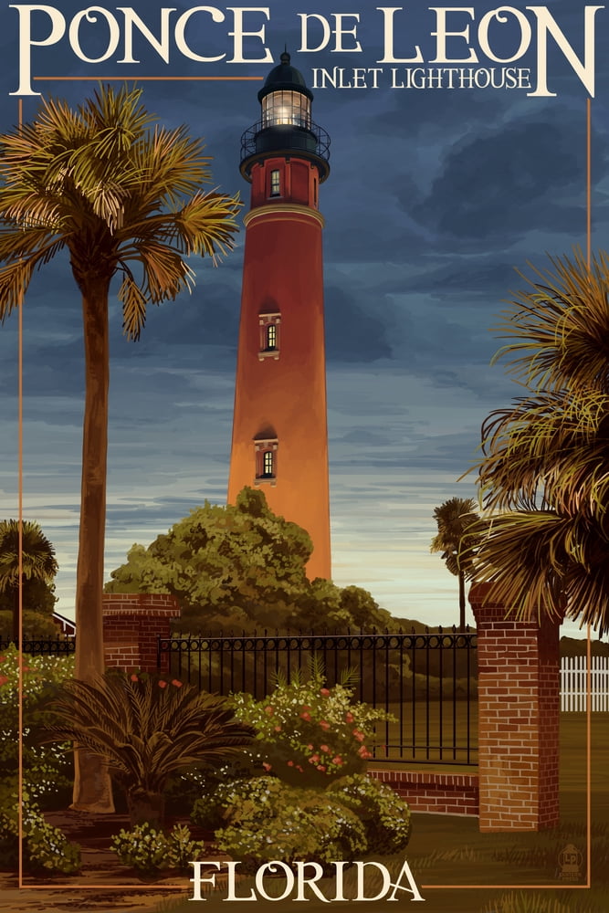 Ponce De Leon Inlet Lighthouse, Florida, Dusk Scene (12x18 Wall Art ...