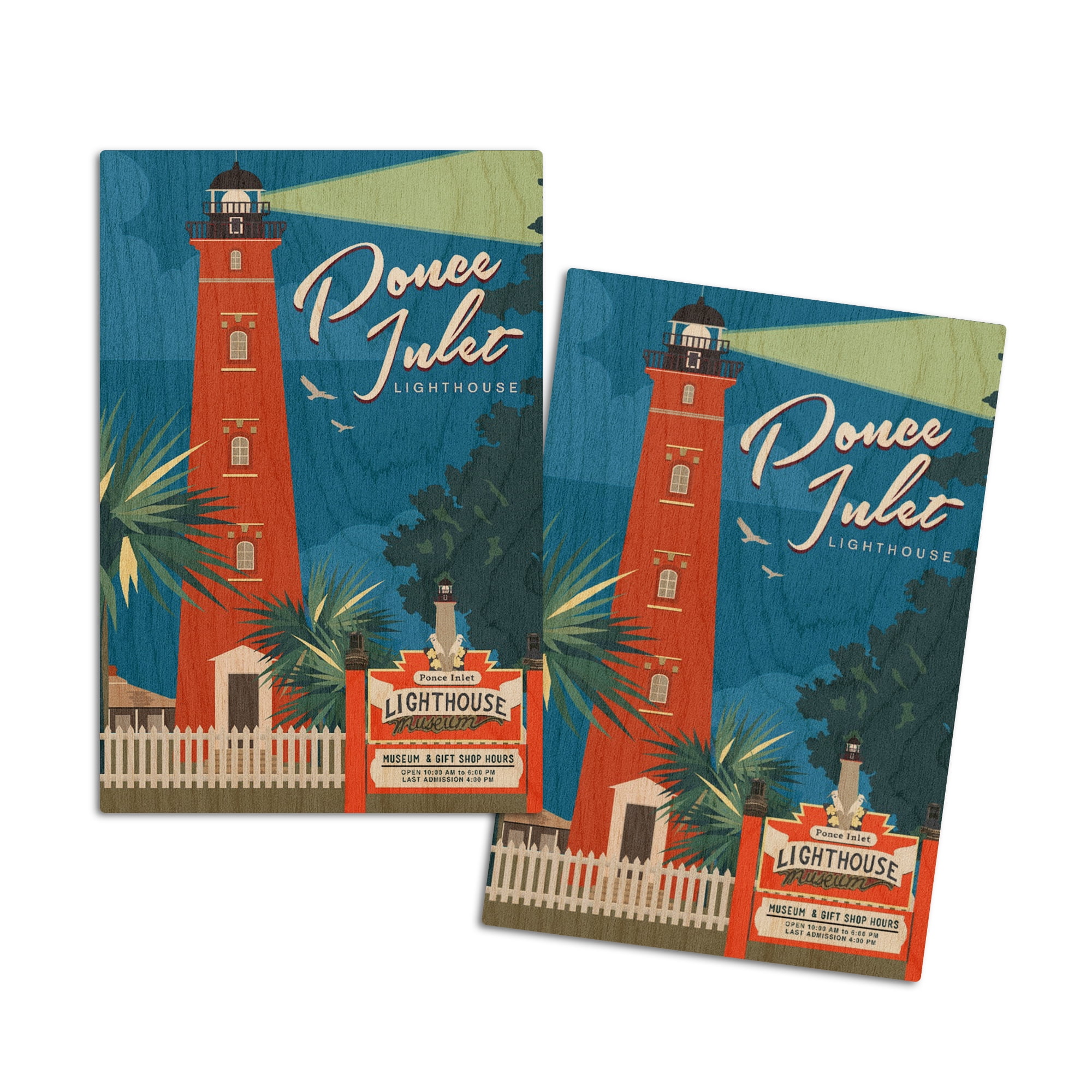 Ponce Inlet Lighthouse, Florida, Vector (4x6 Birch Wood Postcards, 2 ...