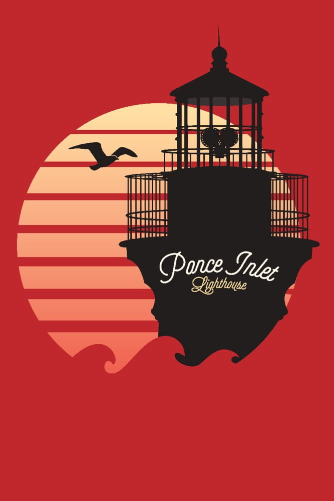 Ponce Inlet Lighthouse, Florida, Vector Lighthouse and Sun (12x18 Wall ...