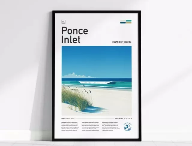 Ponce Inlet Surf Spot NO FRAMED POSTER, Home Decor, Vintage Art Print ...