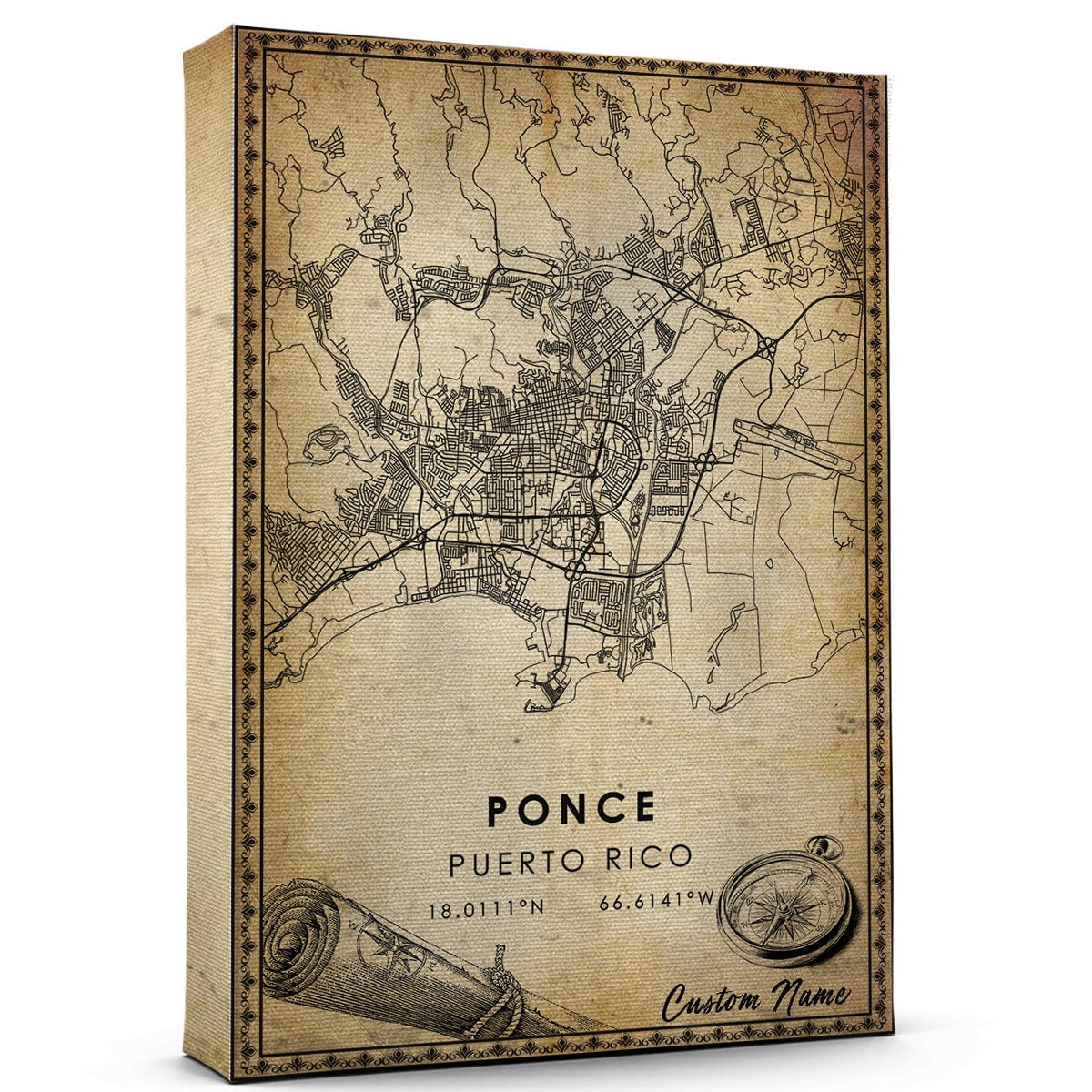 Ponce Map Poster, Puerto Rico Map Art Poster, Canvas, Ponce Map City ...