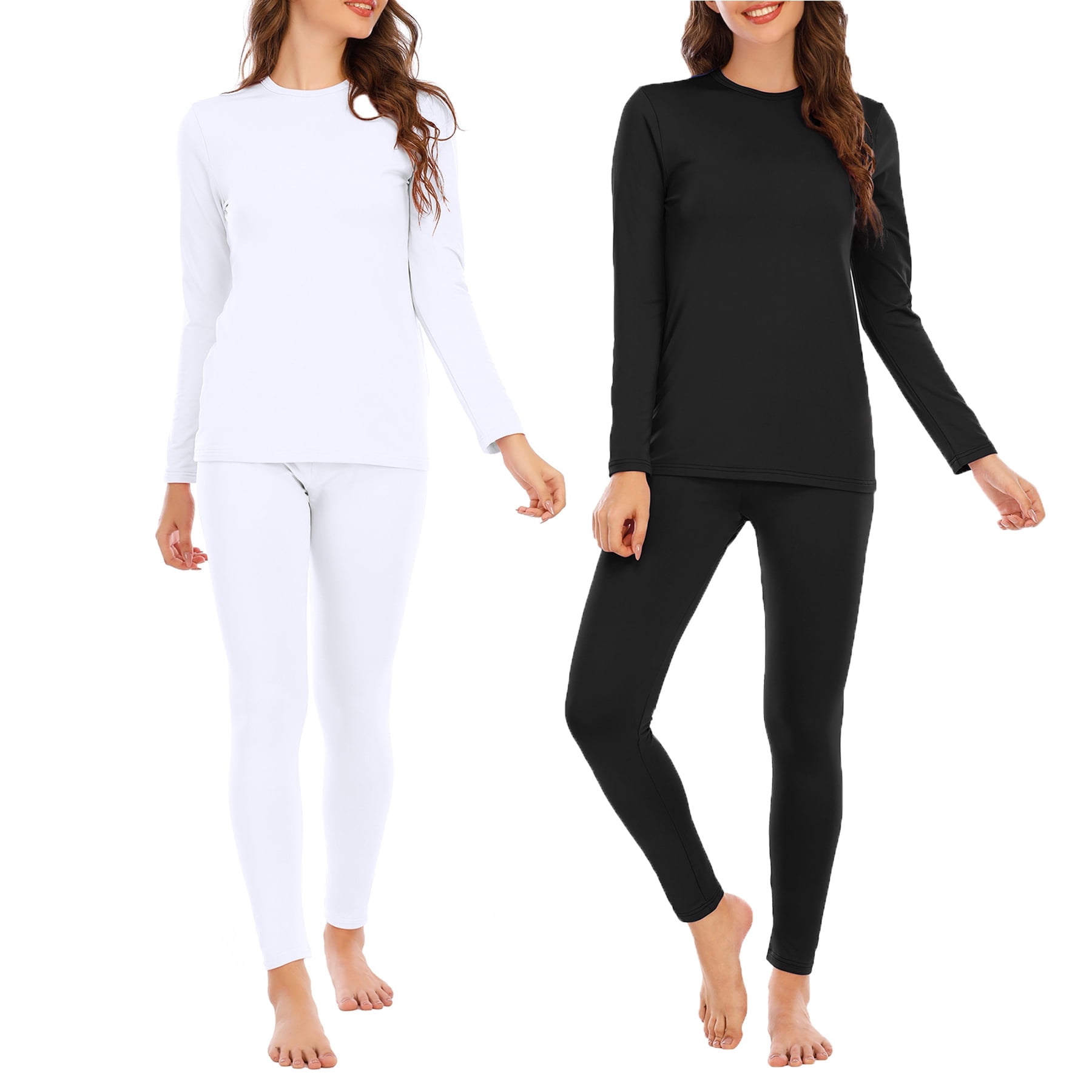 American Trends 2 Pack Thermal Underwear for Women Fleece Lined Base ...