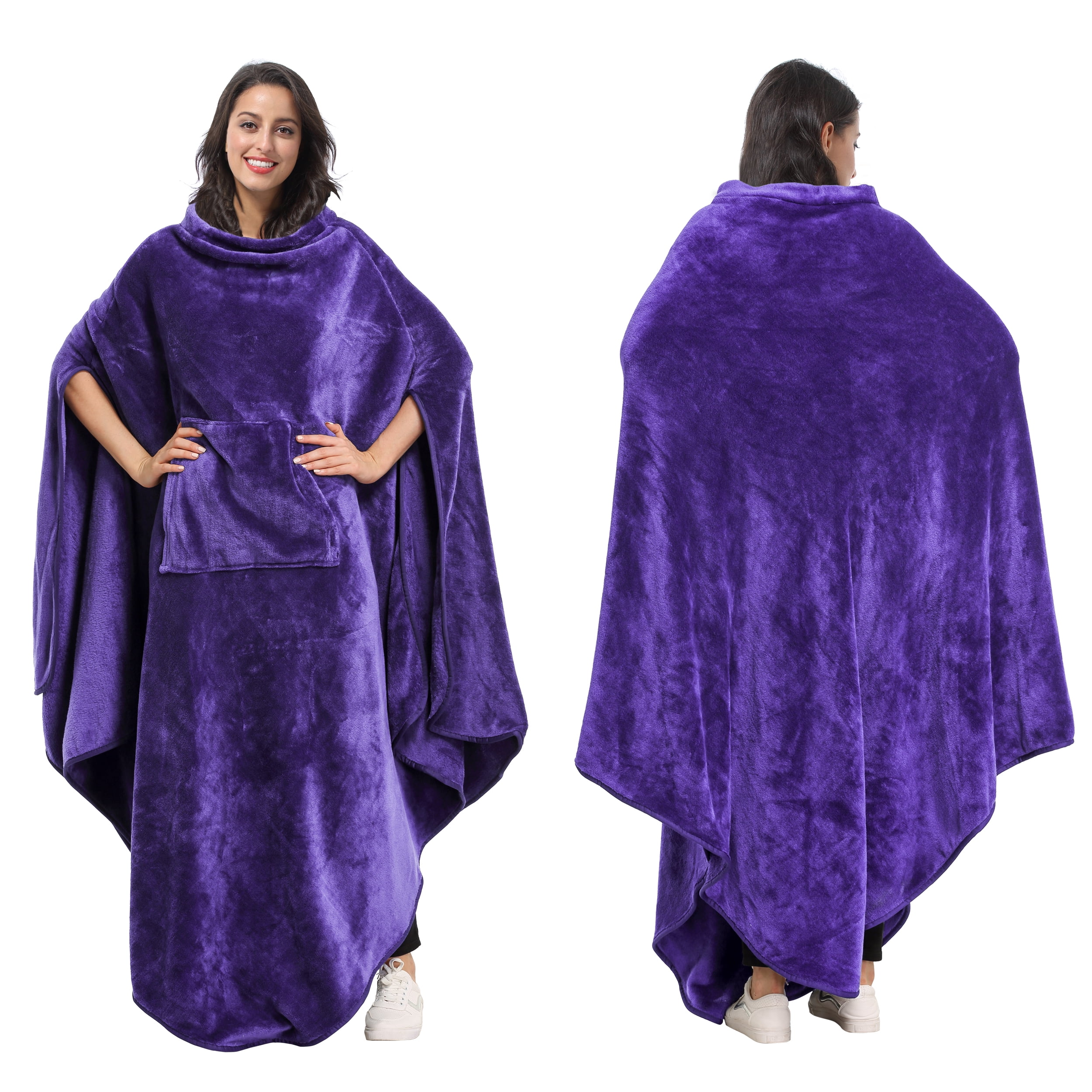 Tirrinia Poncho Blanket - Super Soft, Cozy Snuggle, Wearable Fleece ...