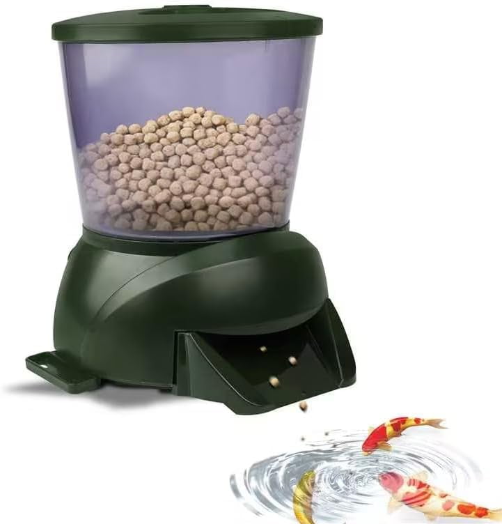 Pond Automatic Fish Feeder(4.5L),Large Pond Fish Feeder Automatic ...