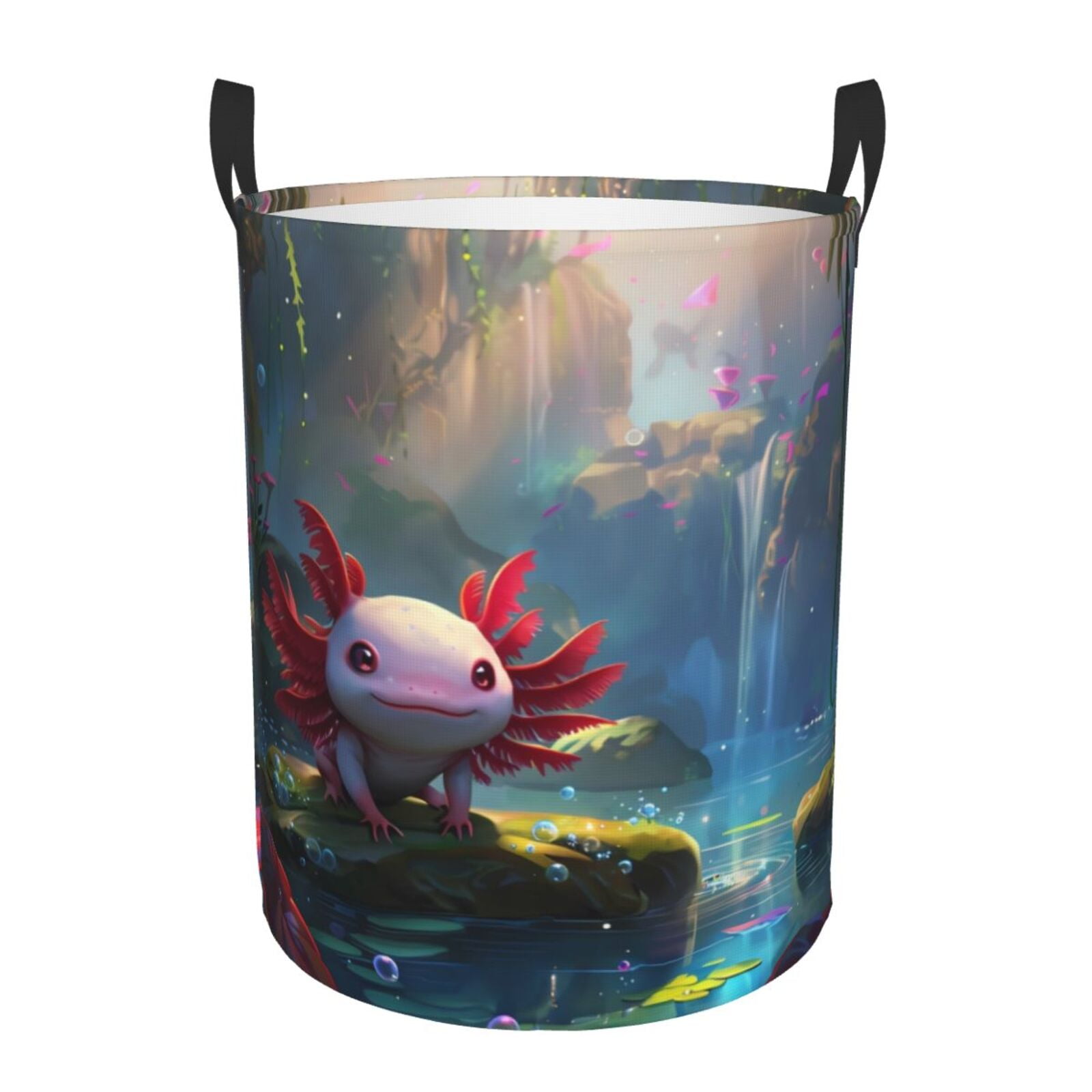 Pond Cute Axolotl Laundry Basket with Handles - Freestanding Laundry ...