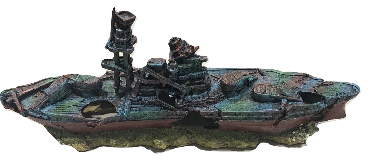 Pond H2o WW2 Military Sunken Navy Battleship Wreck Aquarium Fish Tank ...