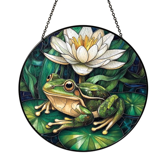 Pond Life Frog Stained Glass Style Window Decor - Walmart.com