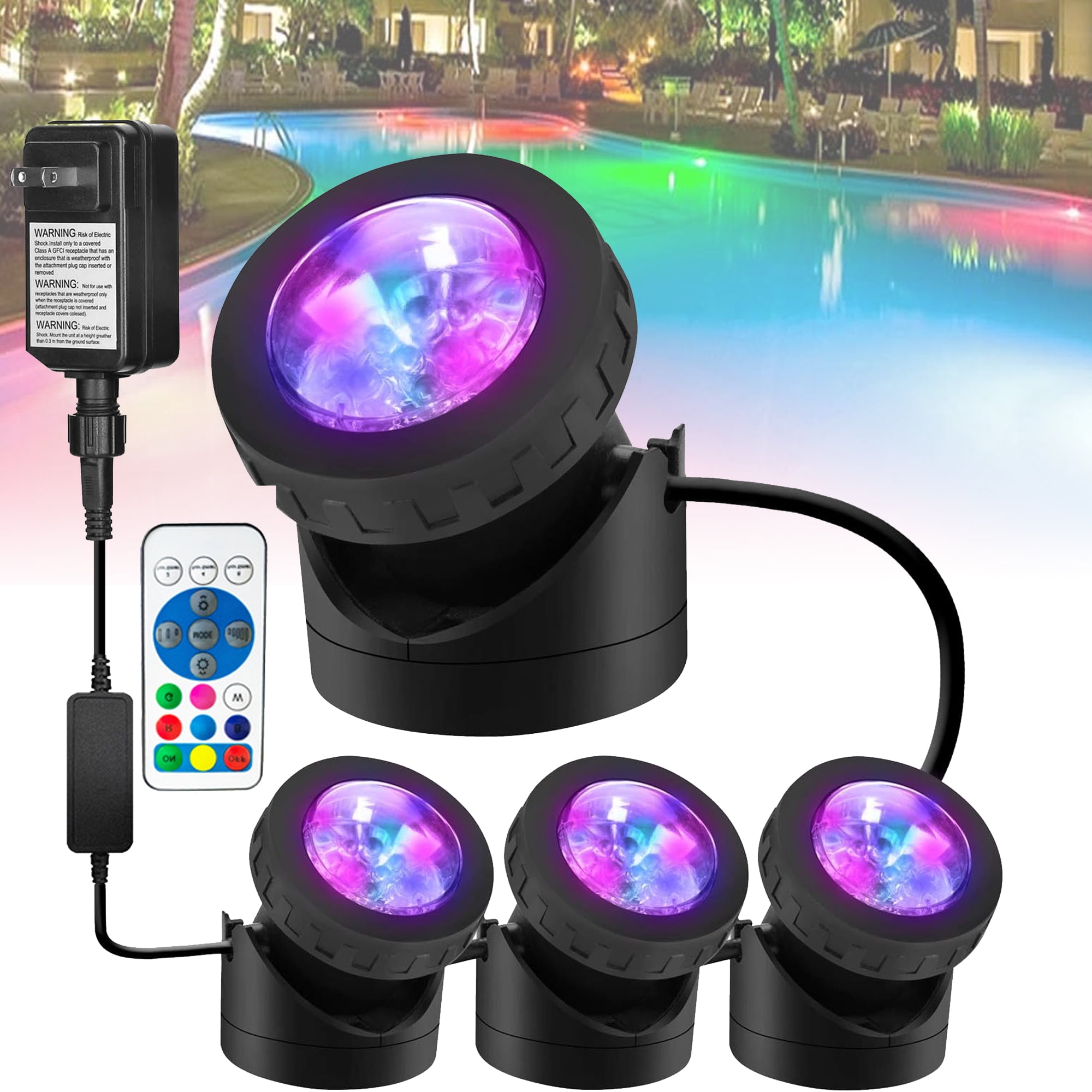 Pond Lights, Water Fountain Lights, LED Underwater Submersible with ...