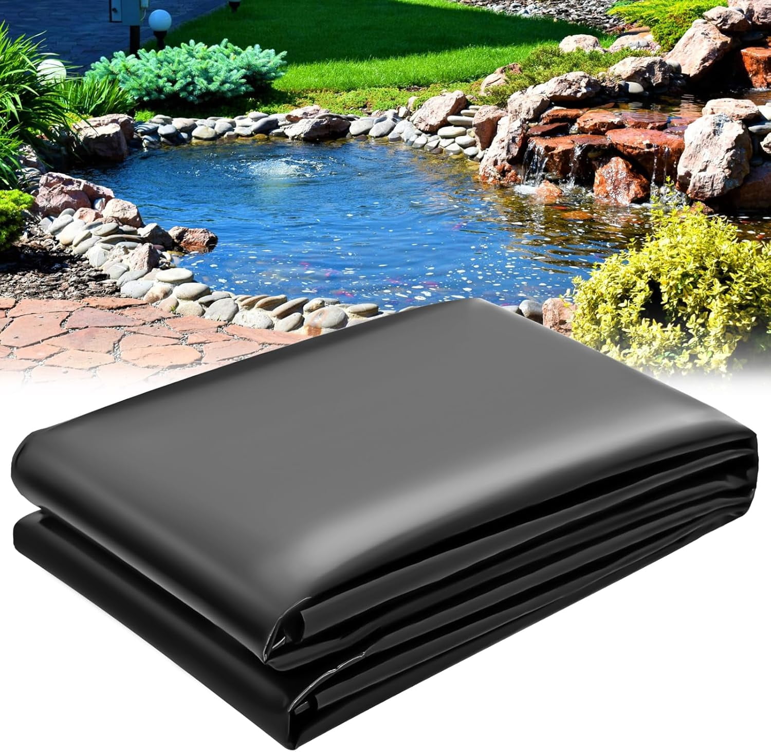 Pond Liner, 10 x 15 FT HDPE Thick Liner, Easy Cutting, Puncture ...
