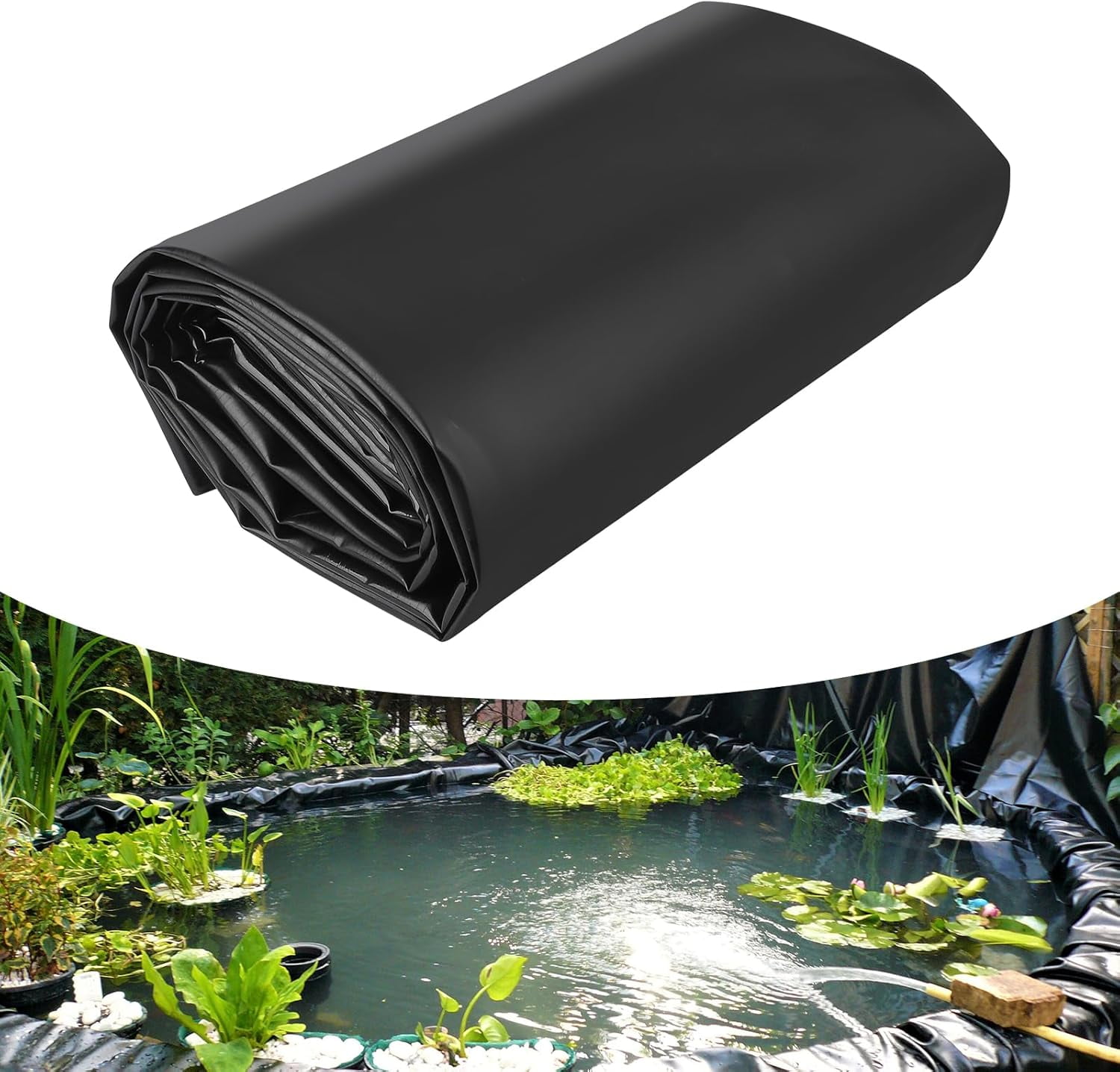 Pond Liner 7x10 ft, 20Mil HDPE Material, Black Fish Pond Underlayment ...