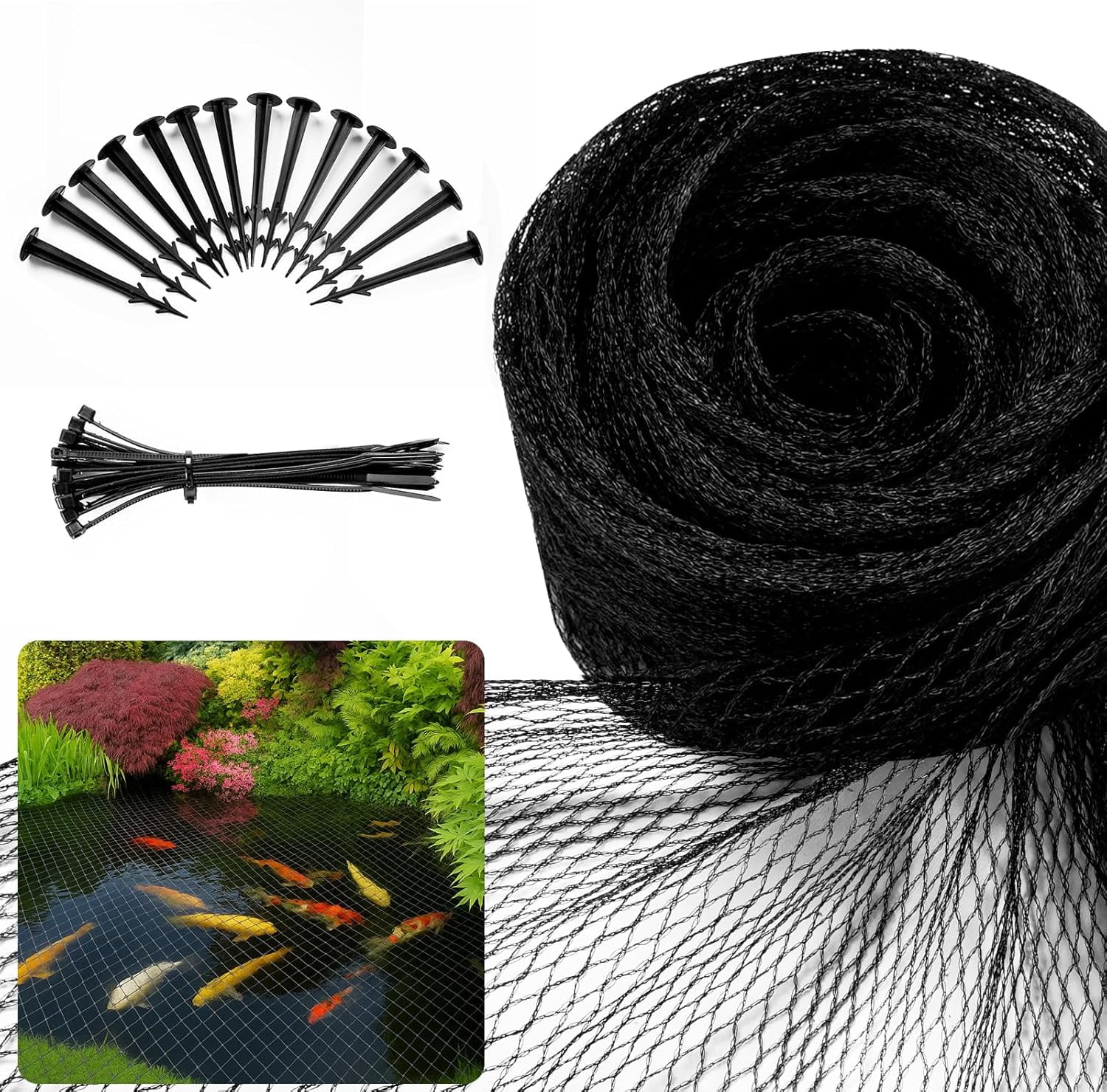 Pond Netting for Koi Ponds, 15 x 20 Pond Netting Cover for Leaves ...