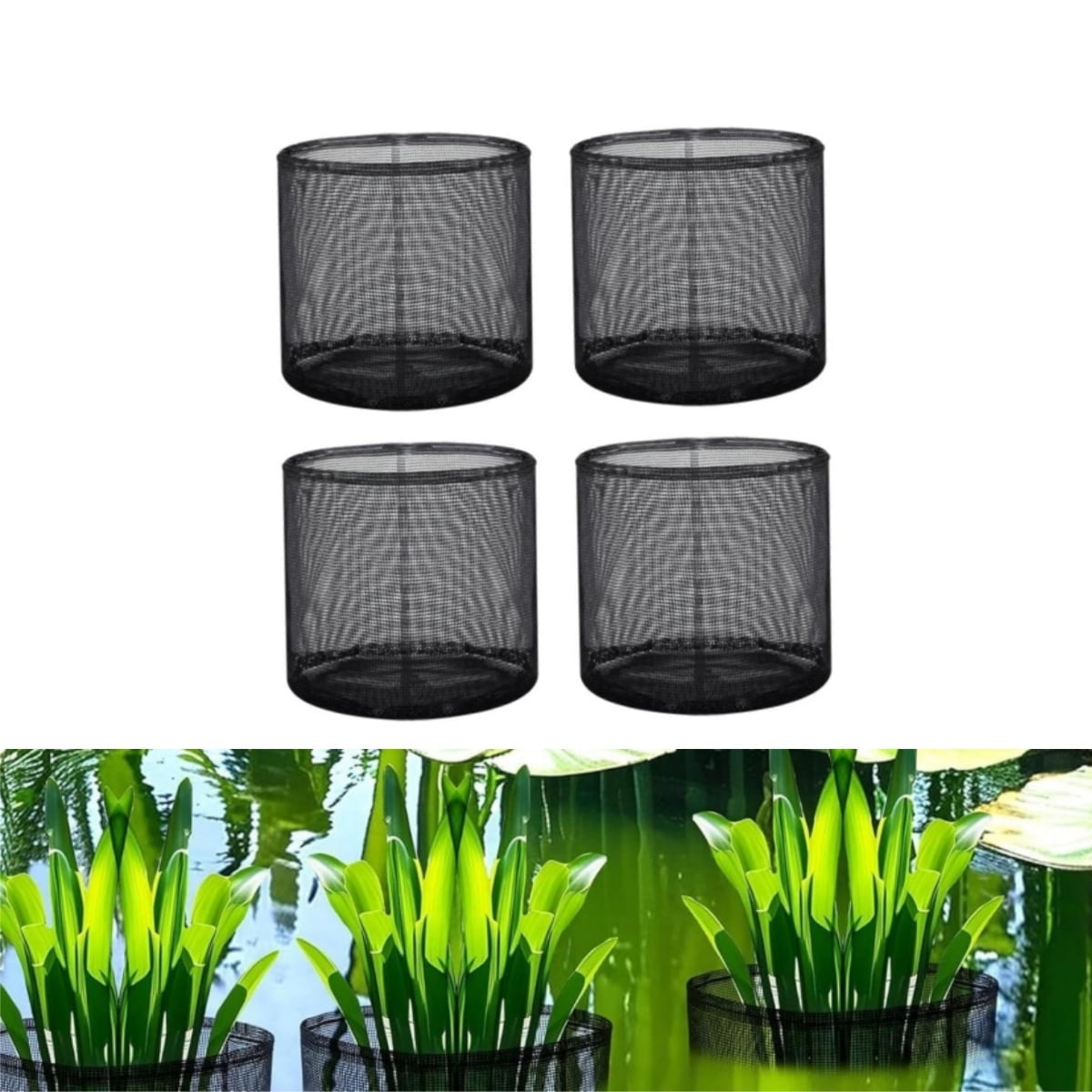 Pond Plant Baskets,QZS Grow Bags,Portable Flower Bags,Pack of 4 Durable ...