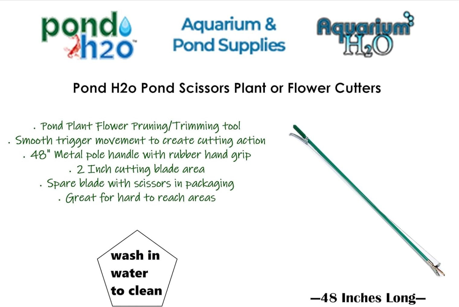 Pond Scissors on 48 Inch Long Pole, Pond Plant or Flower Trimming Tool ...