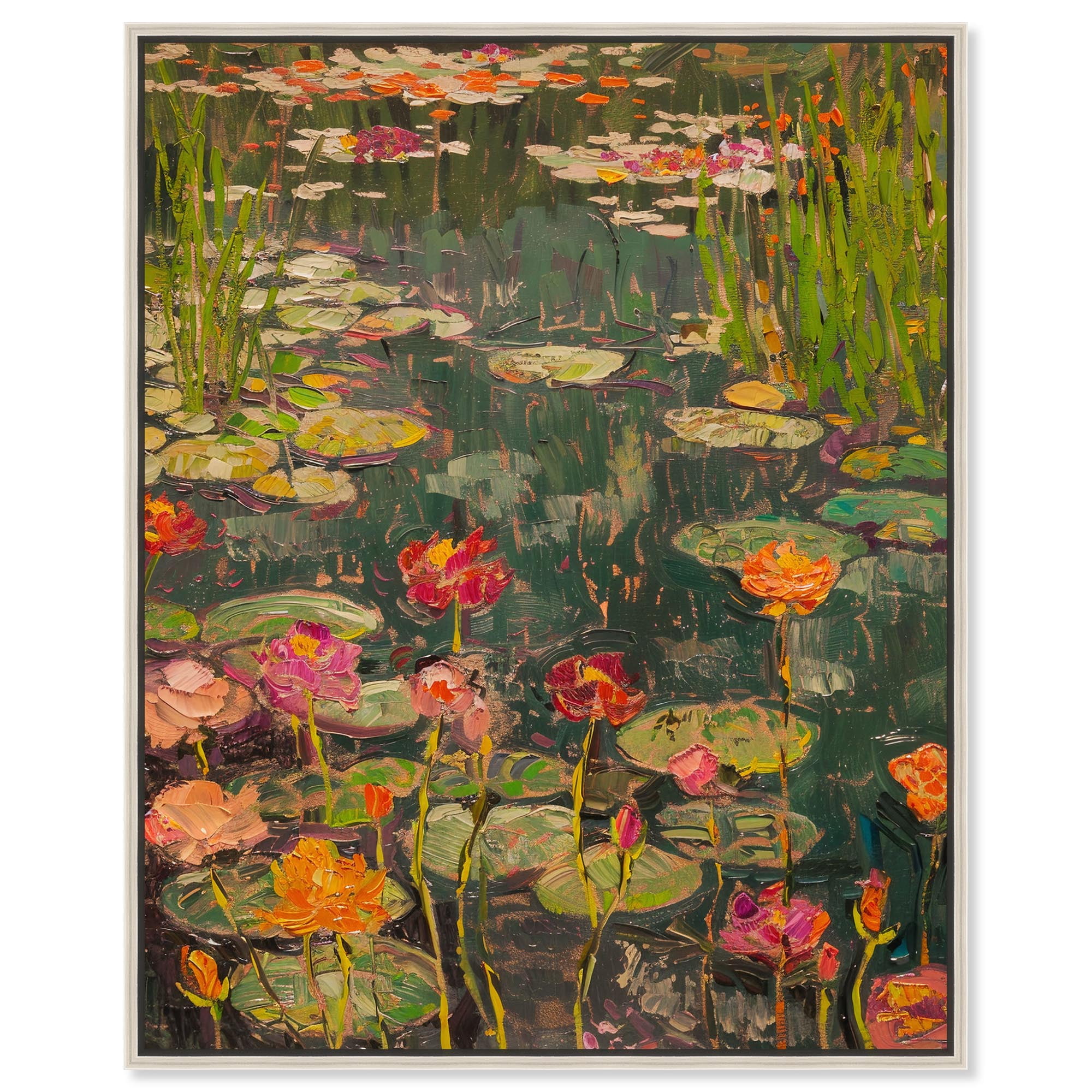 Pond of Petal Dreams Canvas Impressionism Art by Art Remedy, Silver ...