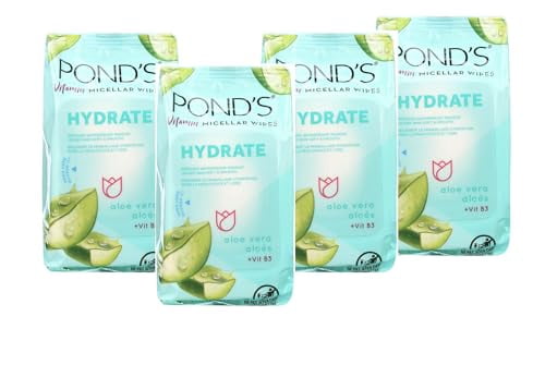 Pond's Vitamin Micellar Makeup Wipes Hydrating Aloe Vera Daily Face ...